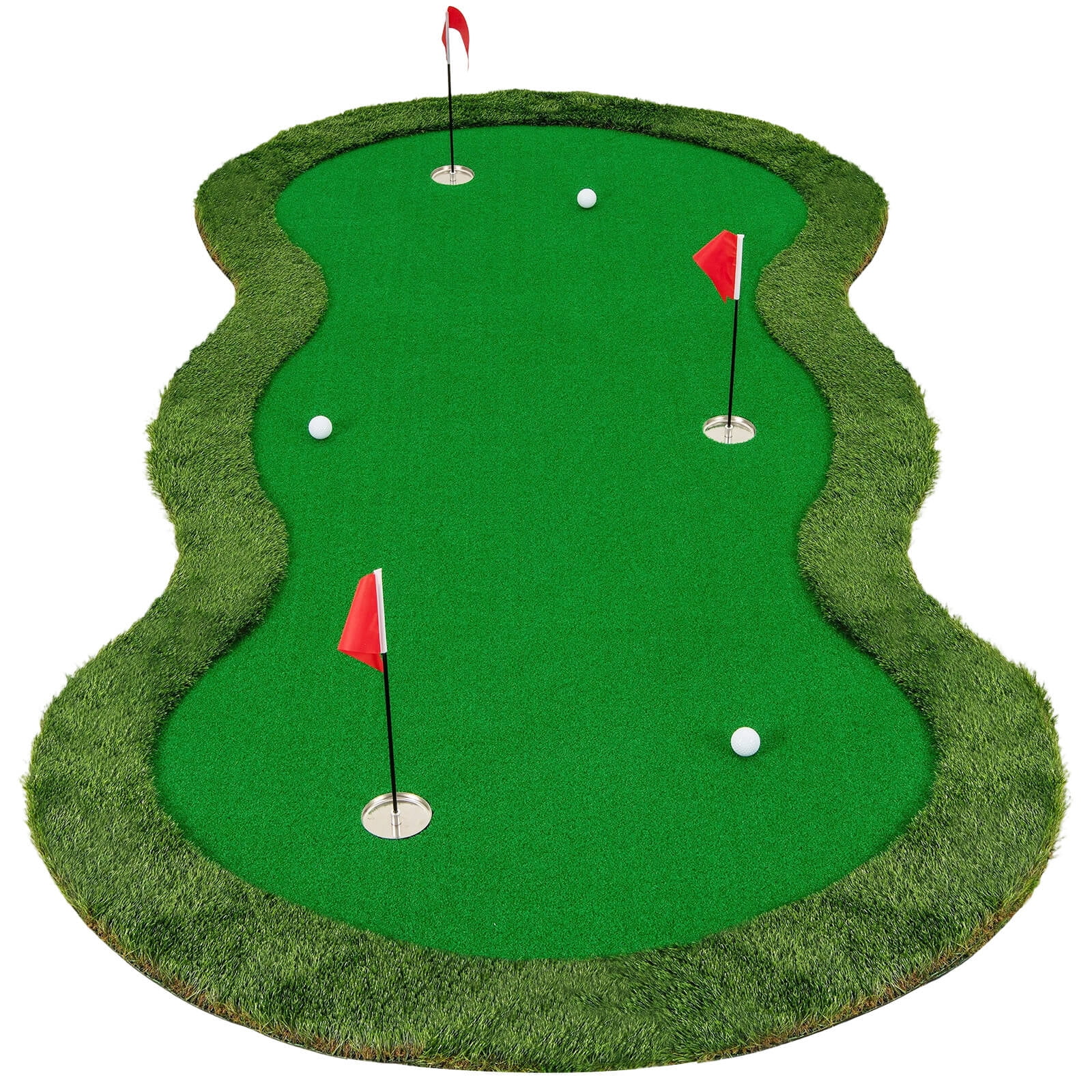 Costway 5 x 10 FT Professional Golf Practice Mat with 3 Holes and Golf ...