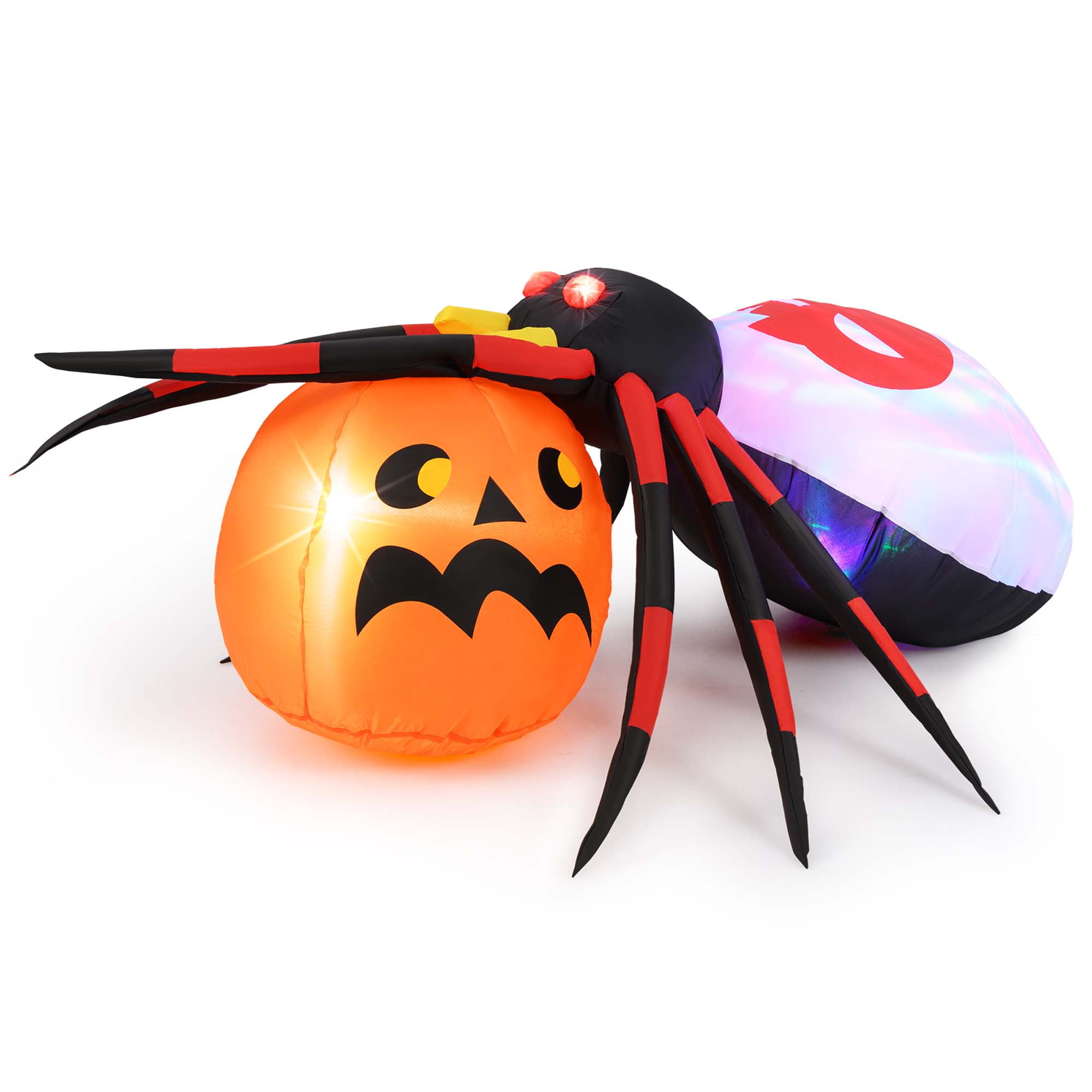 Costway 5 x 4.6 ft Inflatable Spider w/ Pumpkin LED Lighted Halloween ...