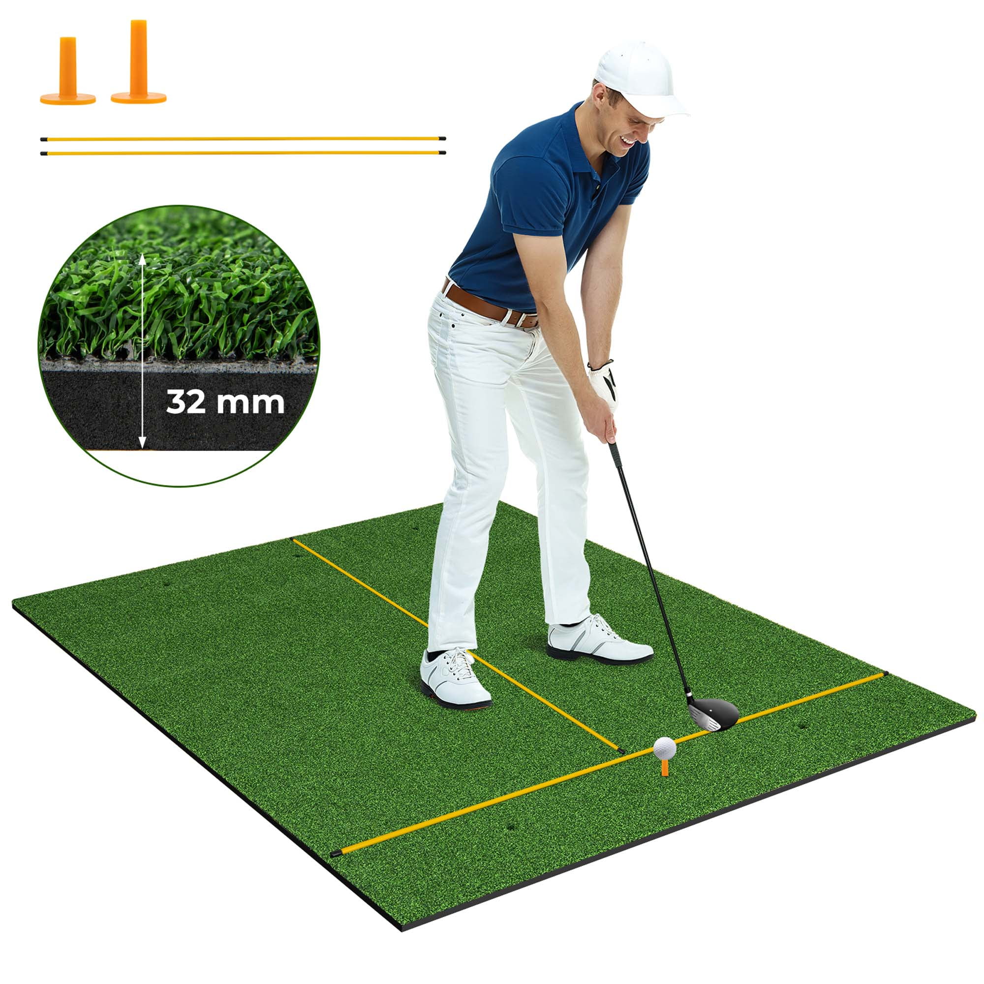 Costway 5 x 4 FT Golf Hitting Mat Artificial Indoor Outdoor Turf Golf ...