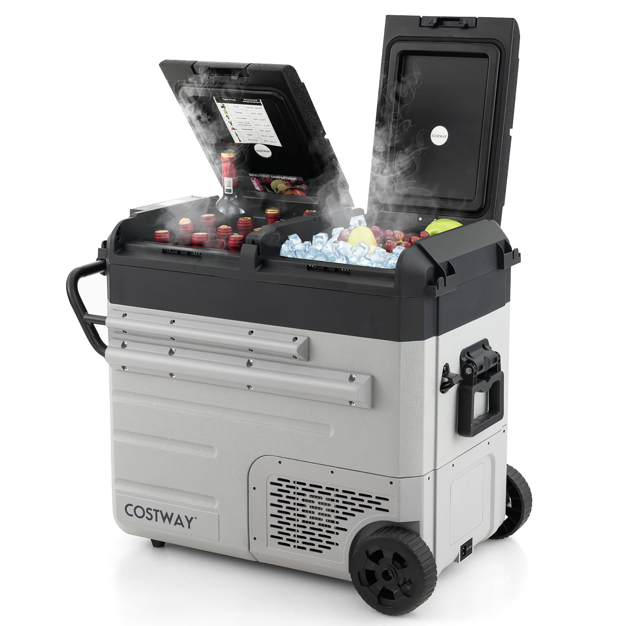 Costway 51 Quart Portable Electric Car Refrigerator & Freezer with Dual ...