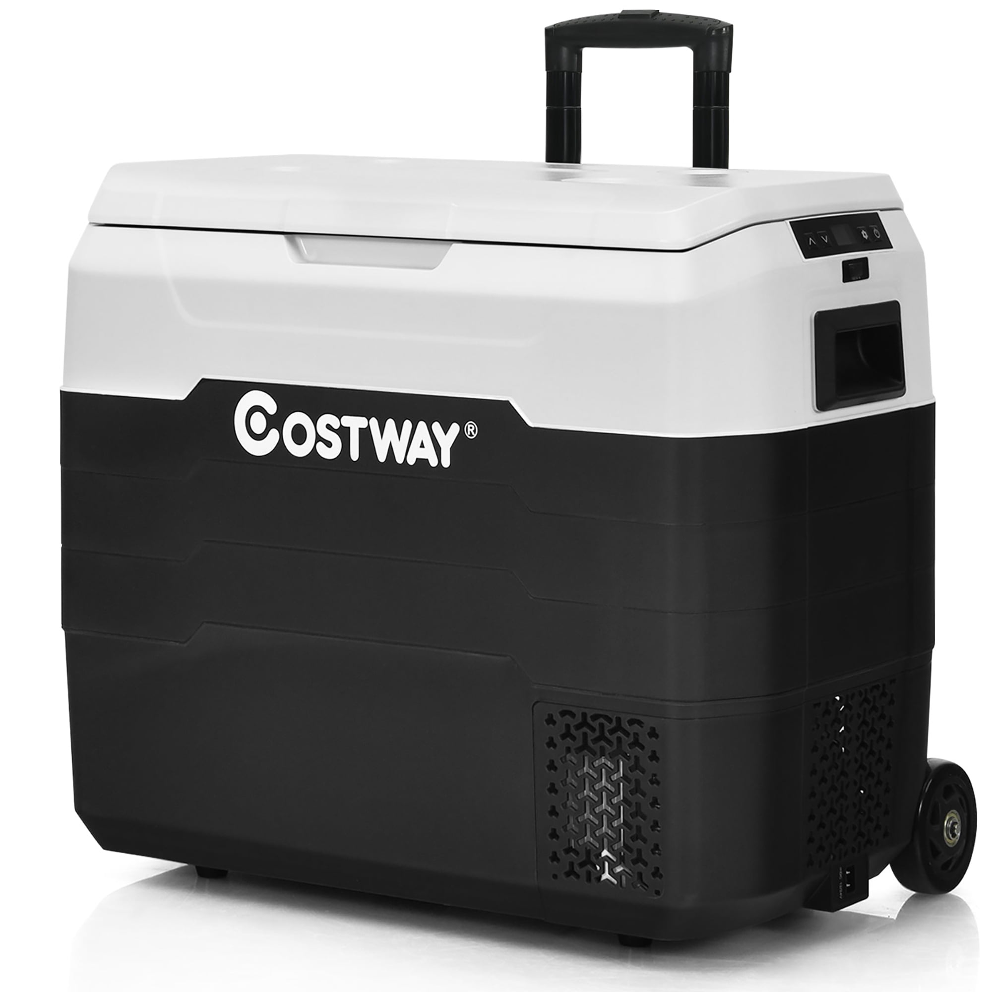 Costway 53 Qt Wheeled Dual-Zone Portable Car Refrigerator, Electric ...