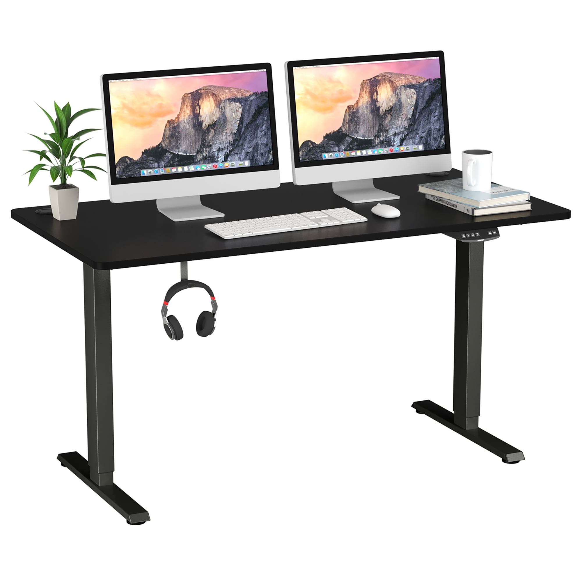 Costway 55'' x 28'' Electric Adjustable Standing up Desk Dual Motor w ...