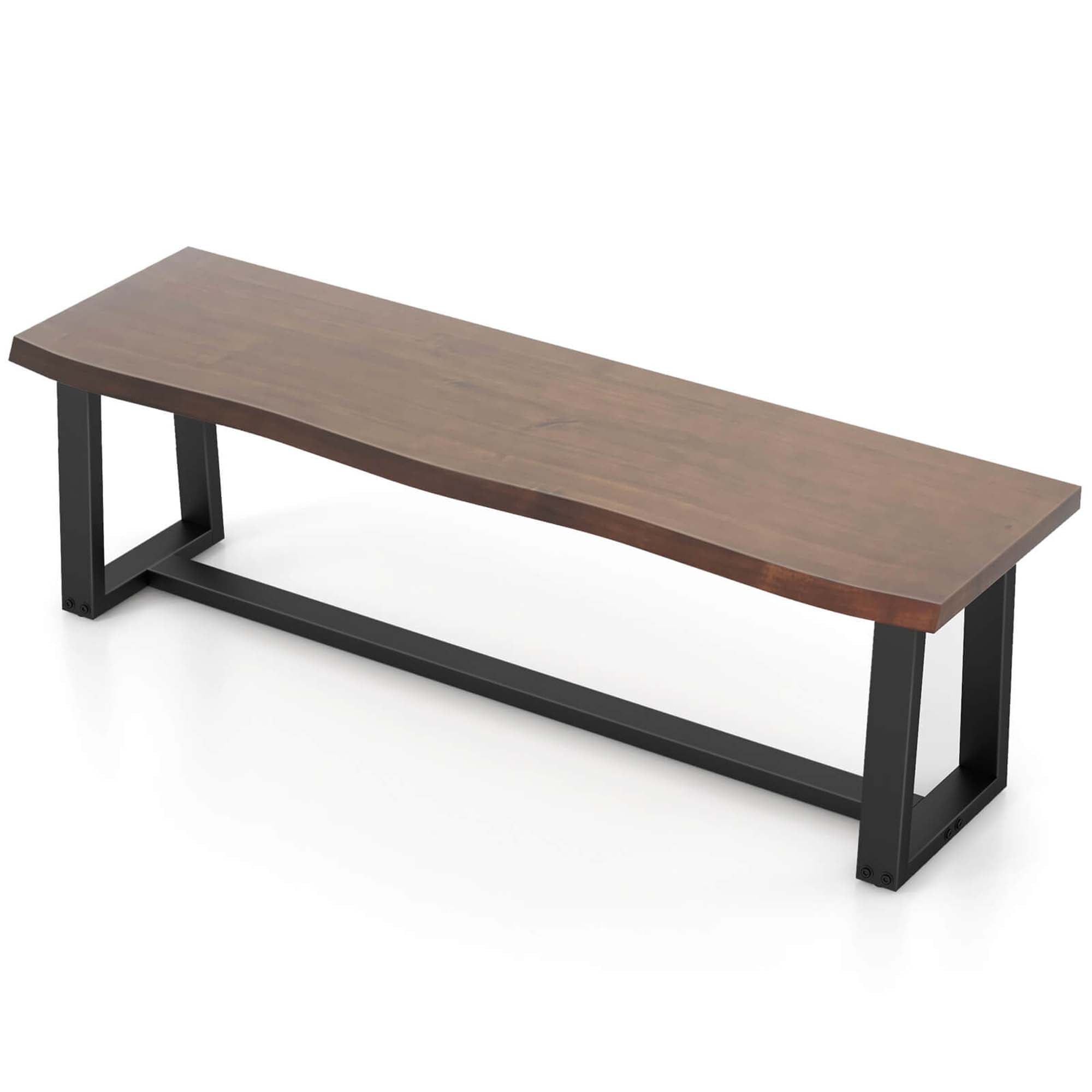 Costway 56.5" Large Table Bench Wood Dining Bench with Wavy Edge ...
