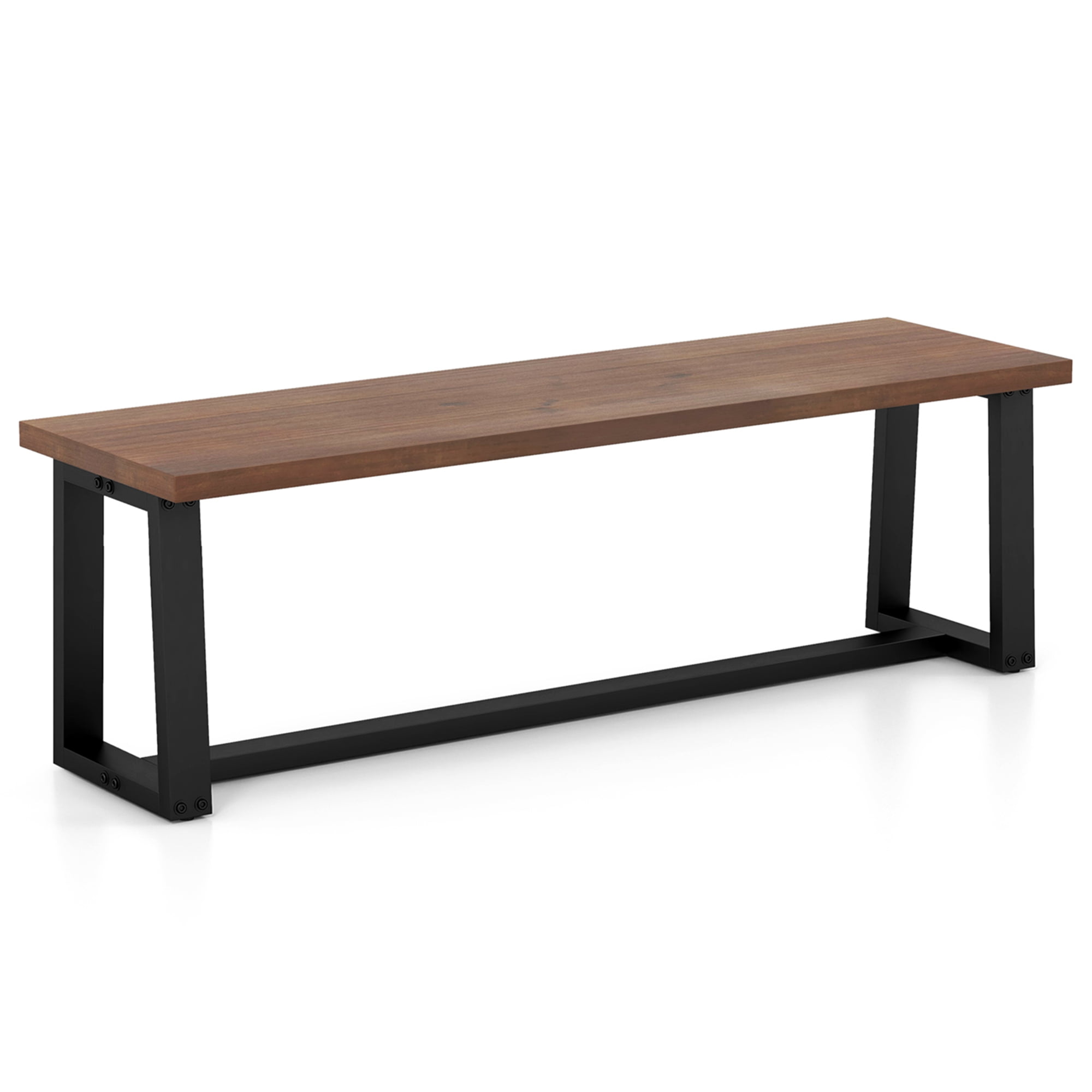 Costway 56.5"L Large Wood Dining Bench with Metal Frame Adjustable ...