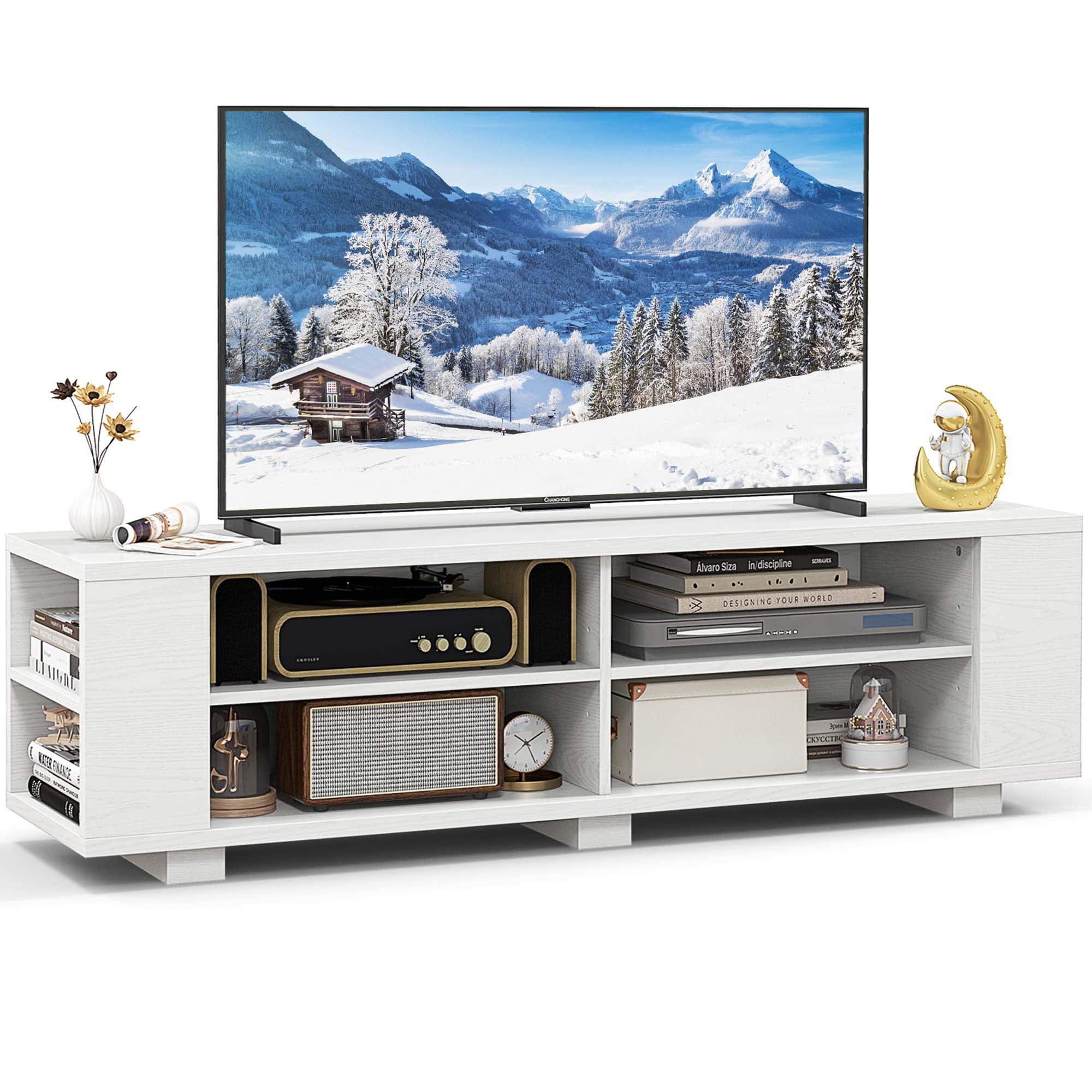 Costway 59" Wood TV Stand Console Storage Entertainment Media Center ...