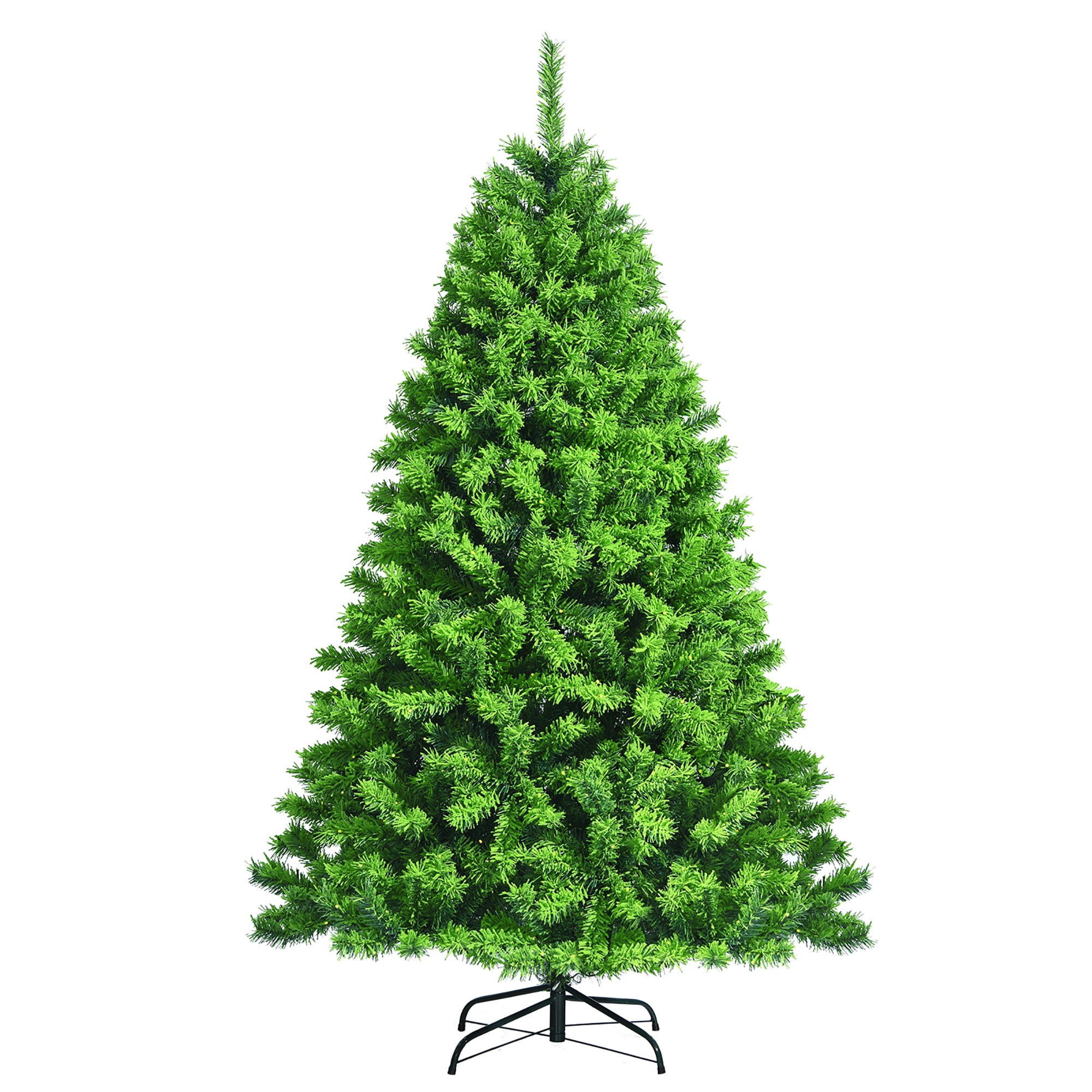 Costway 6.5ft Outdoor Green Flocked Hinged Artificial Christmas Tree w ...