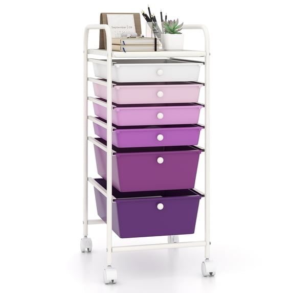 Costway 6-Drawer Rolling Art & Craft Storage Cart with Removable ...