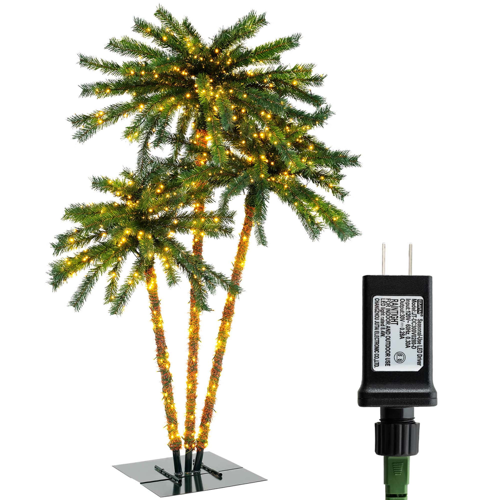 Costway 6 FT 3 Trunks Lighted Palm Tree 930 LED Light up Simulation ...