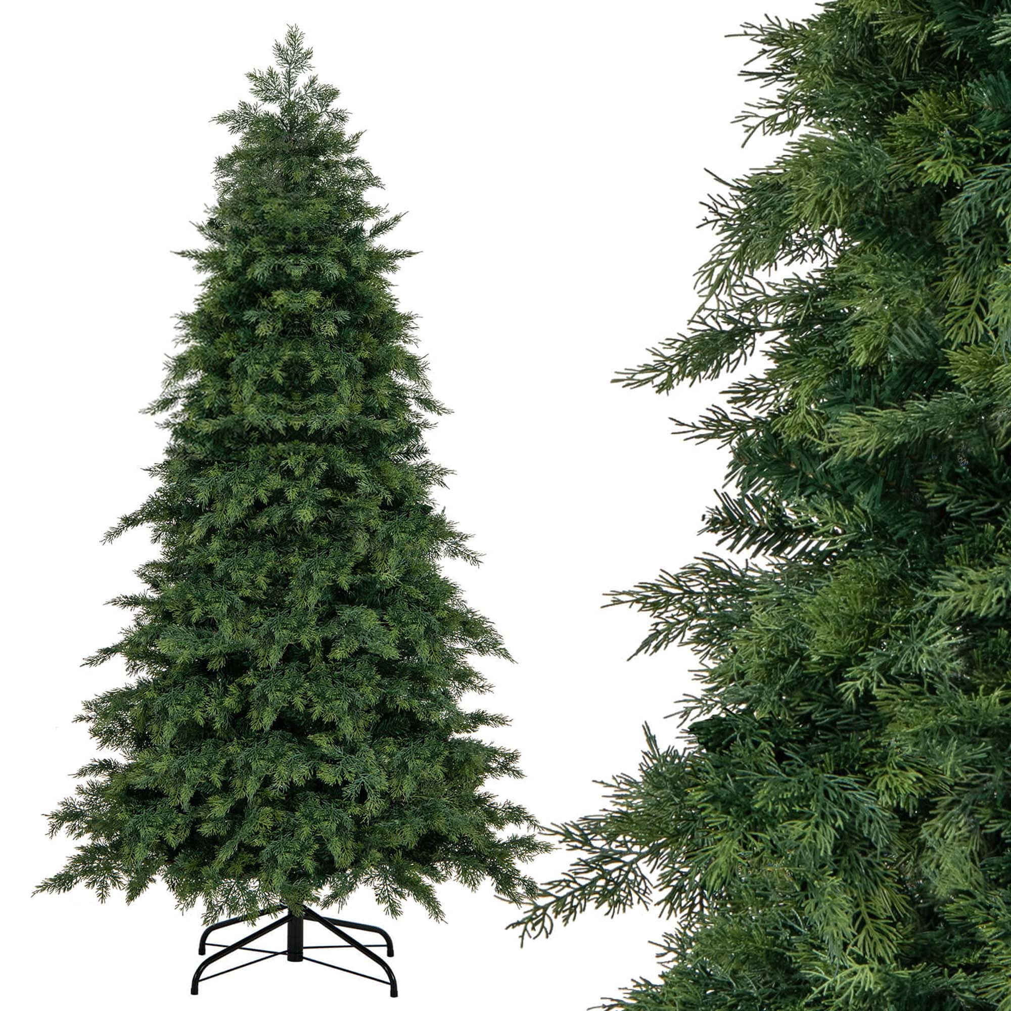 Costway 6 FT Artificial Xmas Tree with 721 PE PVC Branch Tips & Folding ...