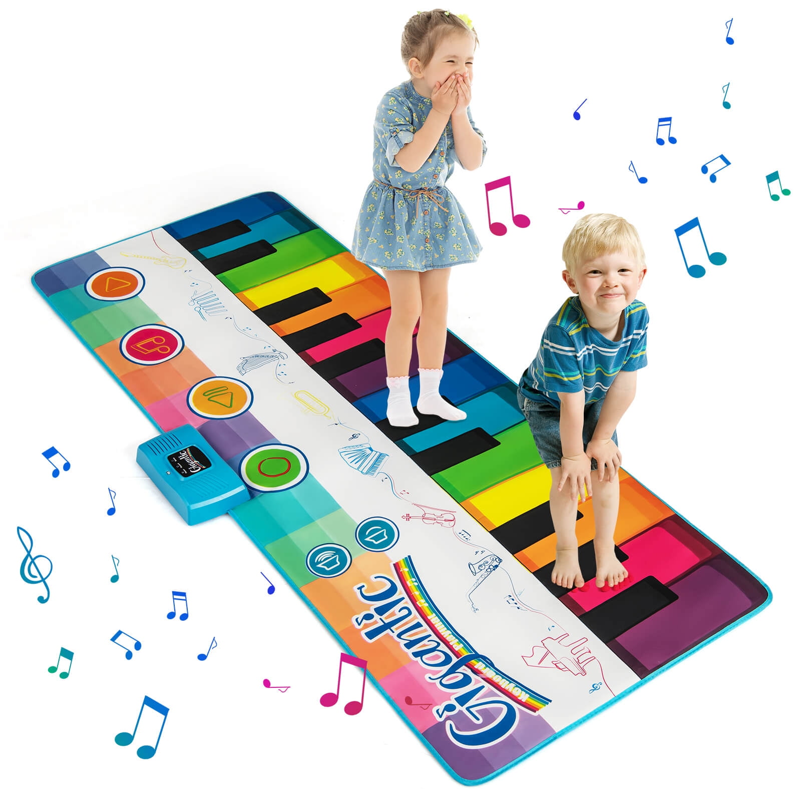 Costway 6 FT Floor Piano Mat Giant Piano Keyboard Dance Mat with 24 ...
