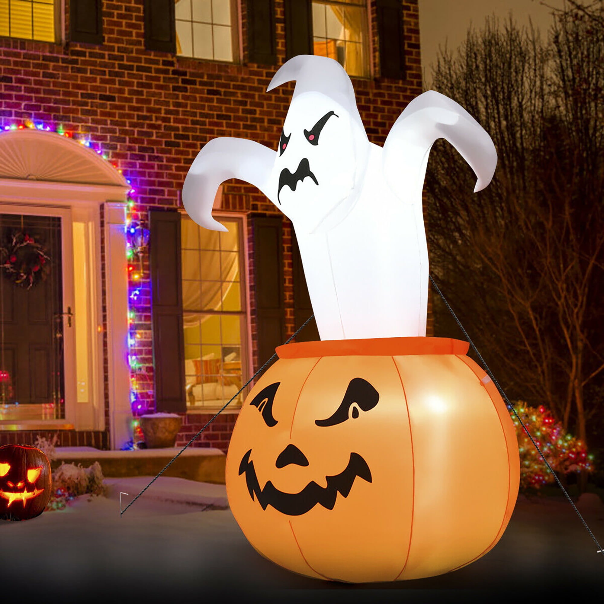 Costway 6ft Inflatable Halloween Ghost in Pumpkin with LED Lights ...