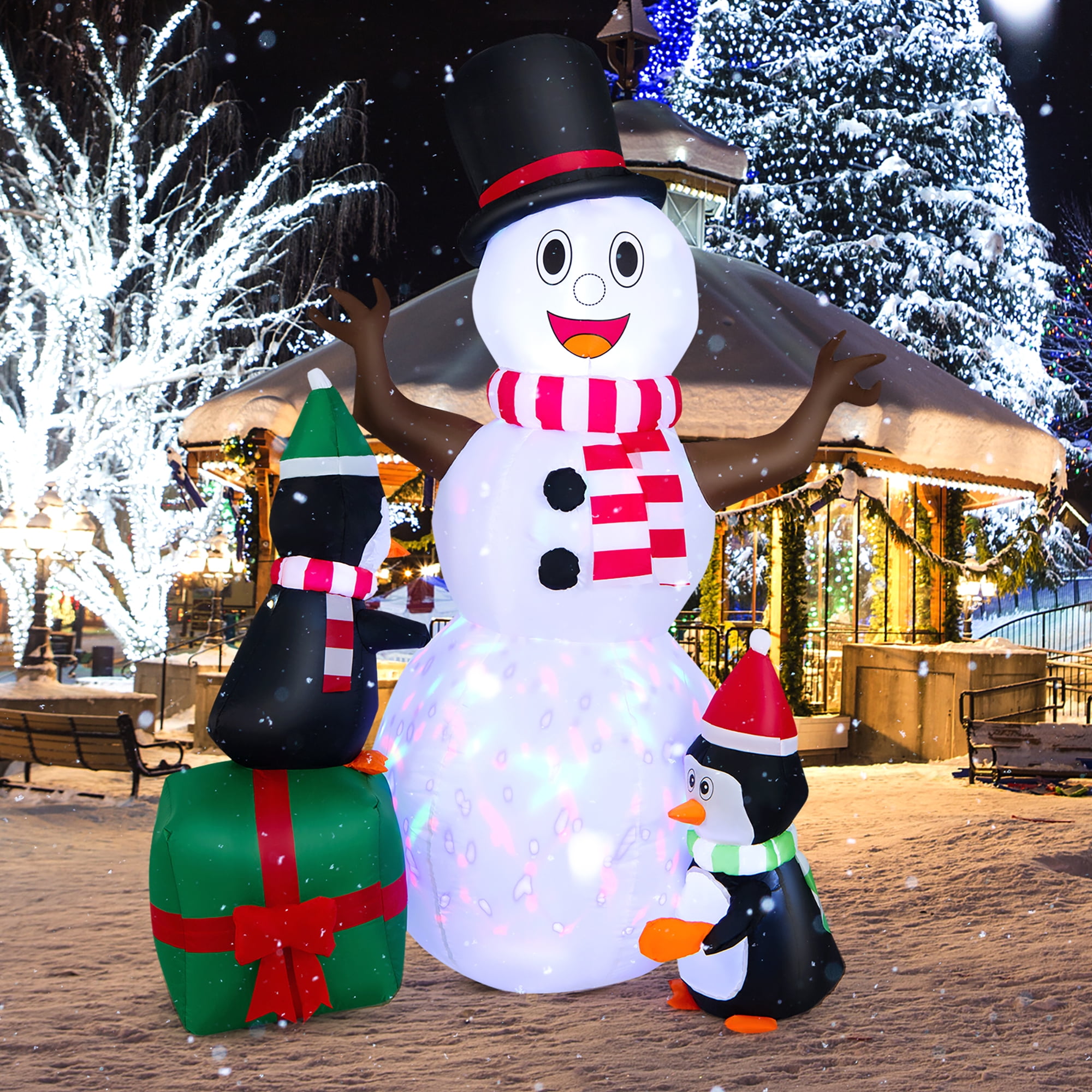 Costway 6 FT Tall Inflatable Snowman & Penguins Christmas Decor w ...