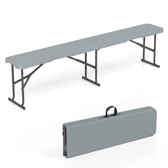 Costway 6 FT Plastic Folding Bench, Portable Indoor Outdoor Bench with ...