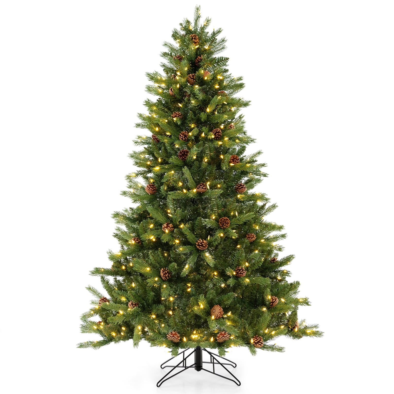 Costway 6 FT PVC & PE Pre-Lit Christmas Tree, Adjustable, Quick Shape ...