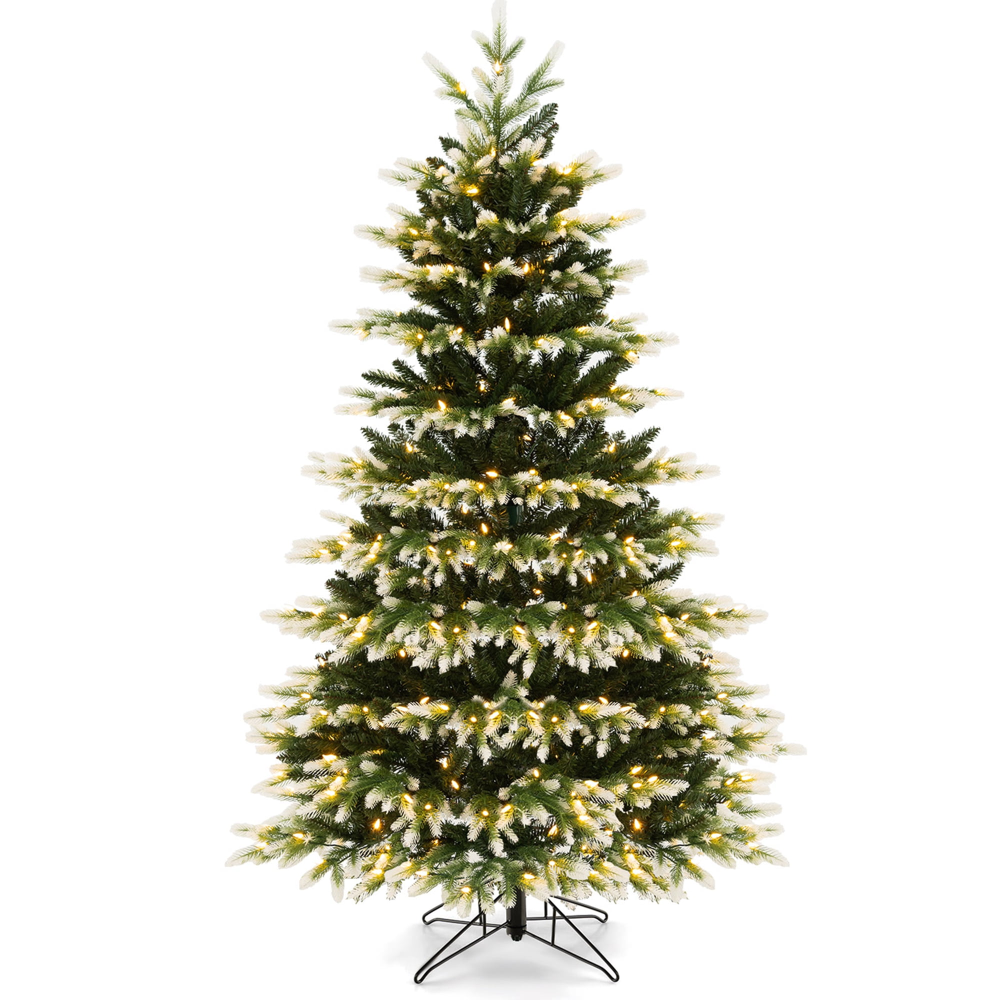 Costway 6 FT Pre-Lit Christmas Tree 3 Modes Hinged with Quick Power ...