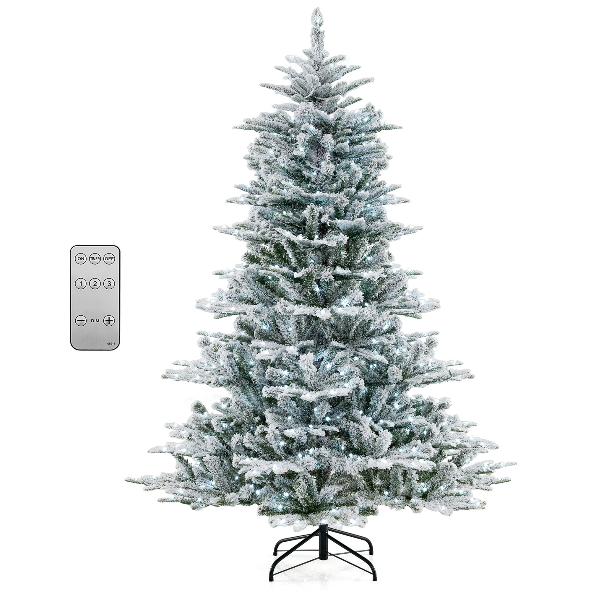 Costway 6 FT Snow Flocked Artificial Christmas Tree with 661 PVC & PE ...