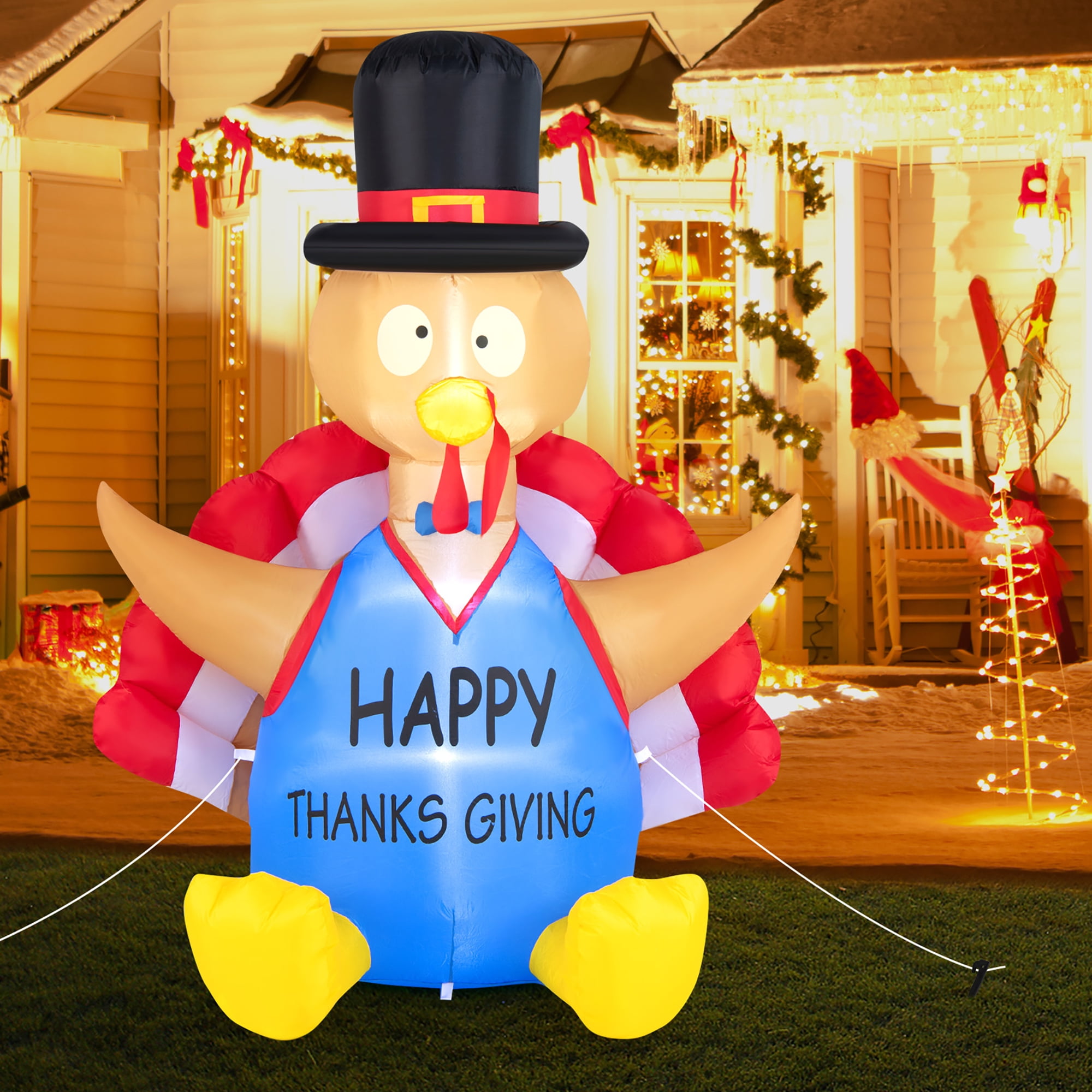 Costway 6 FT Blowup Thanksgiving Turkey Decoration for Outdoor Yard ...