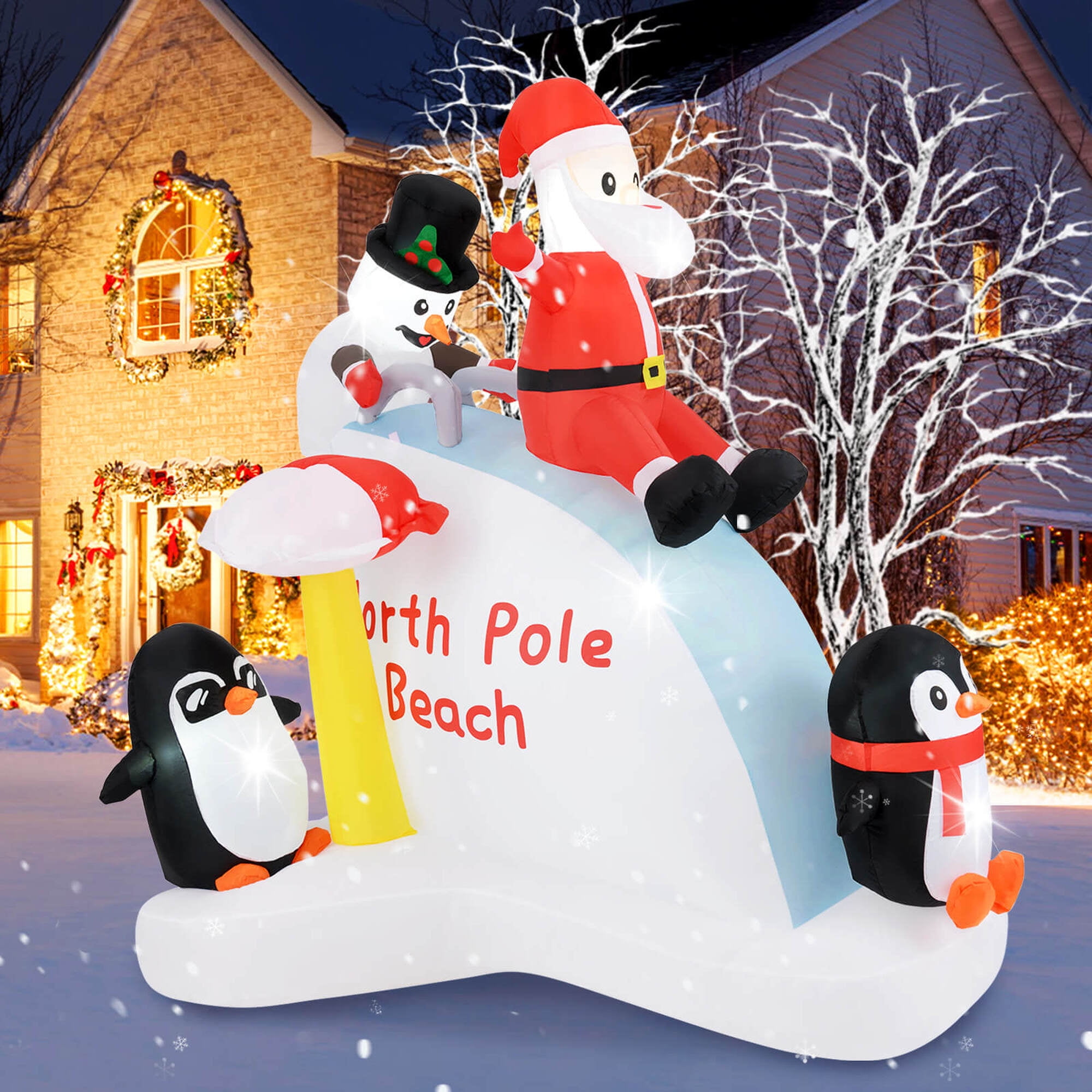 Costway 6 Ft Christmas Inflatable with LED lights Indoor/Outdoor ...