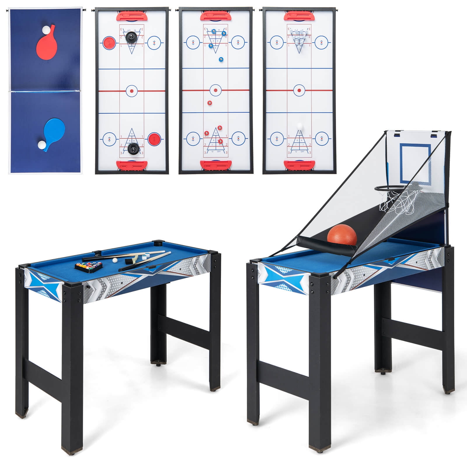 Costway 6-In-1 Combo Game Table with Basketball Billiards Ping Pong ...
