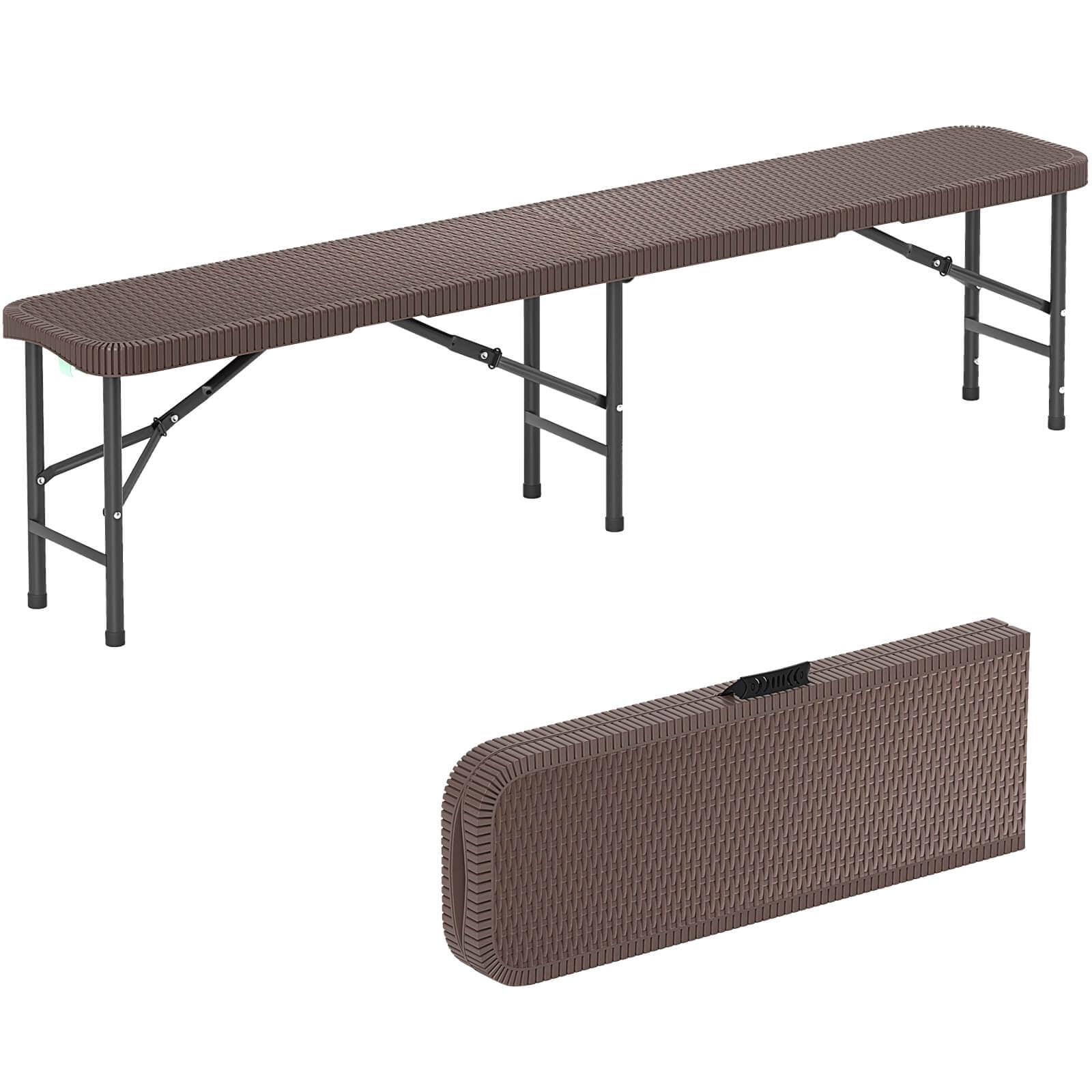 Costway 6 ft Plastic Folding Bench with 1320 LBS Capacity Handle & Lock ...