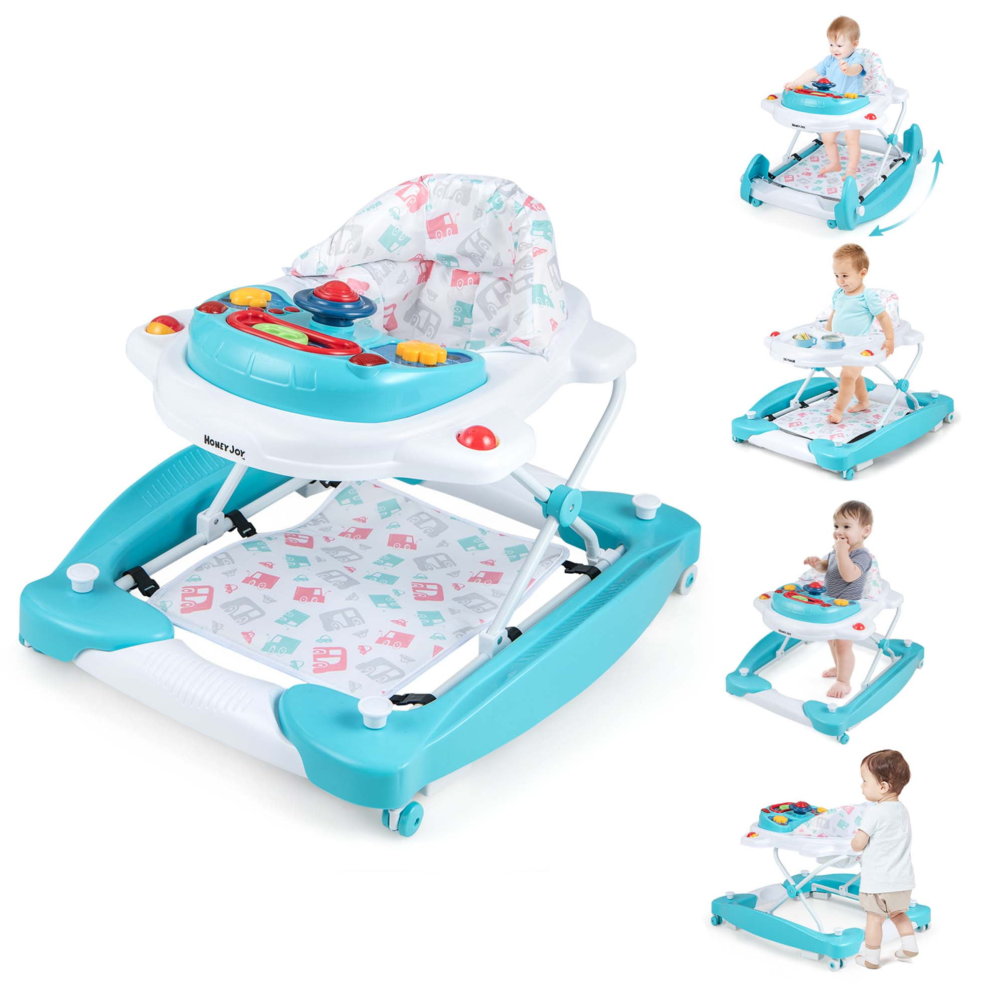 Costway 6 in 1 Baby Walker Activity Center Adjustable Height for 6-14 ...