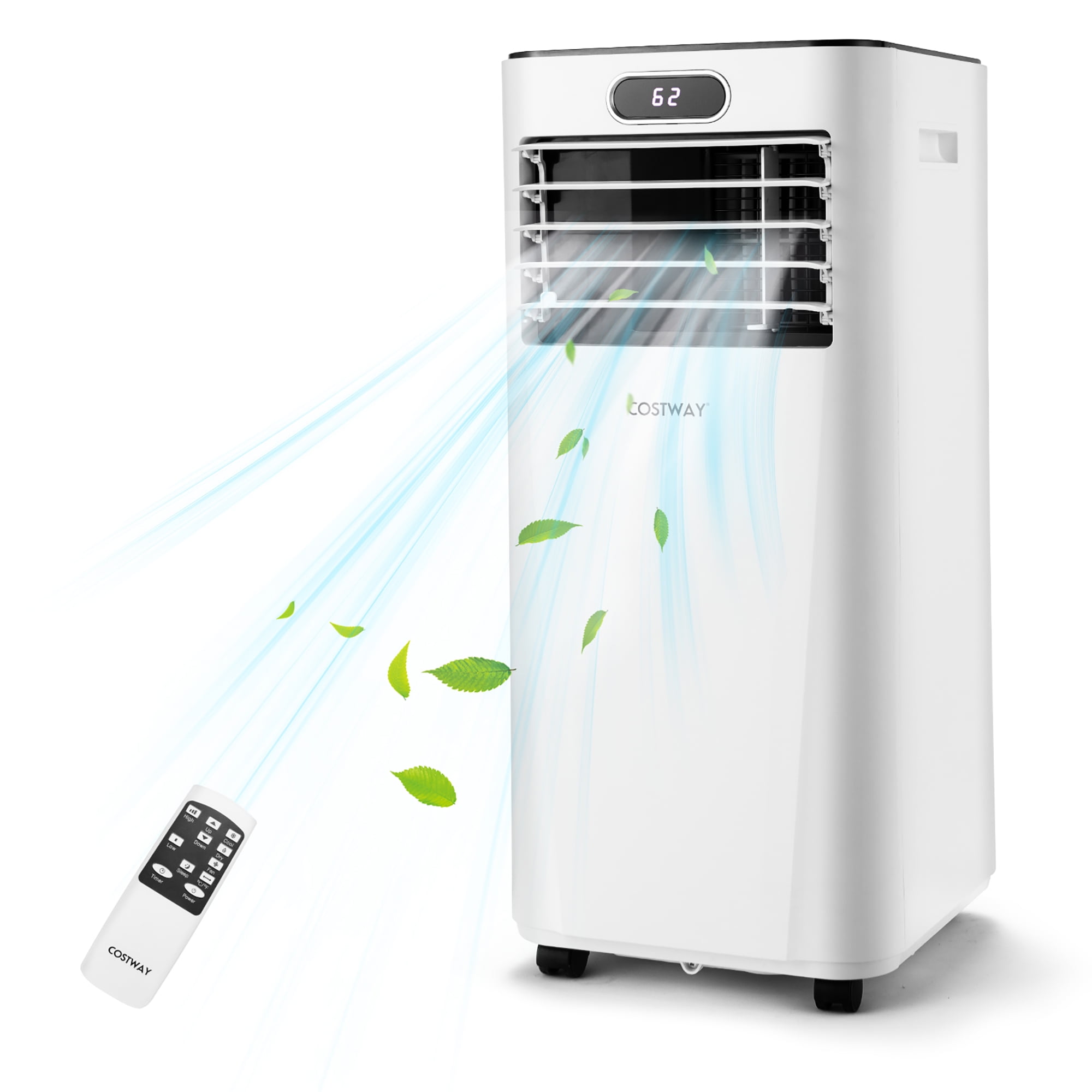 Costway Compact 10000 BTU Portable Indoor AC Unit w/ Remote Control, 3 ...