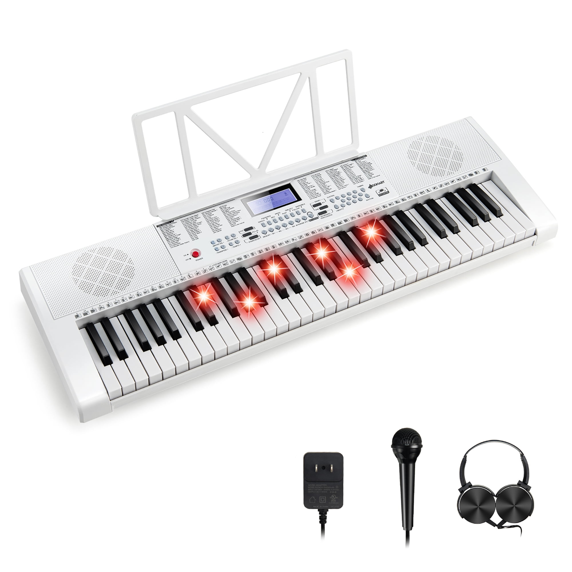 Costway Compact 61-Key Electronic Piano with Headphones, Lighted Key ...