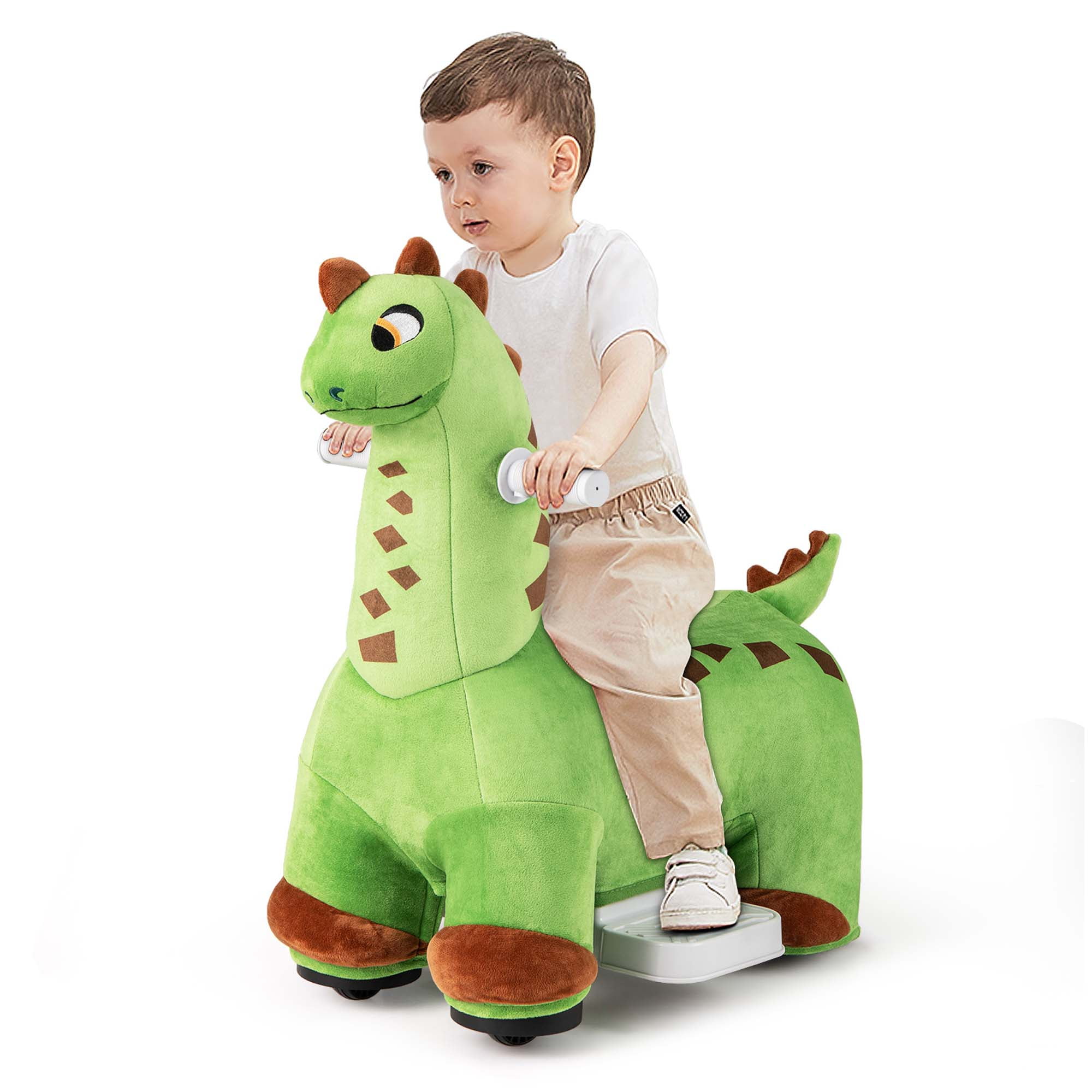 Costway 6V Kids Ride on Dinosaur with Padded Sea Foot Pedal Music ...