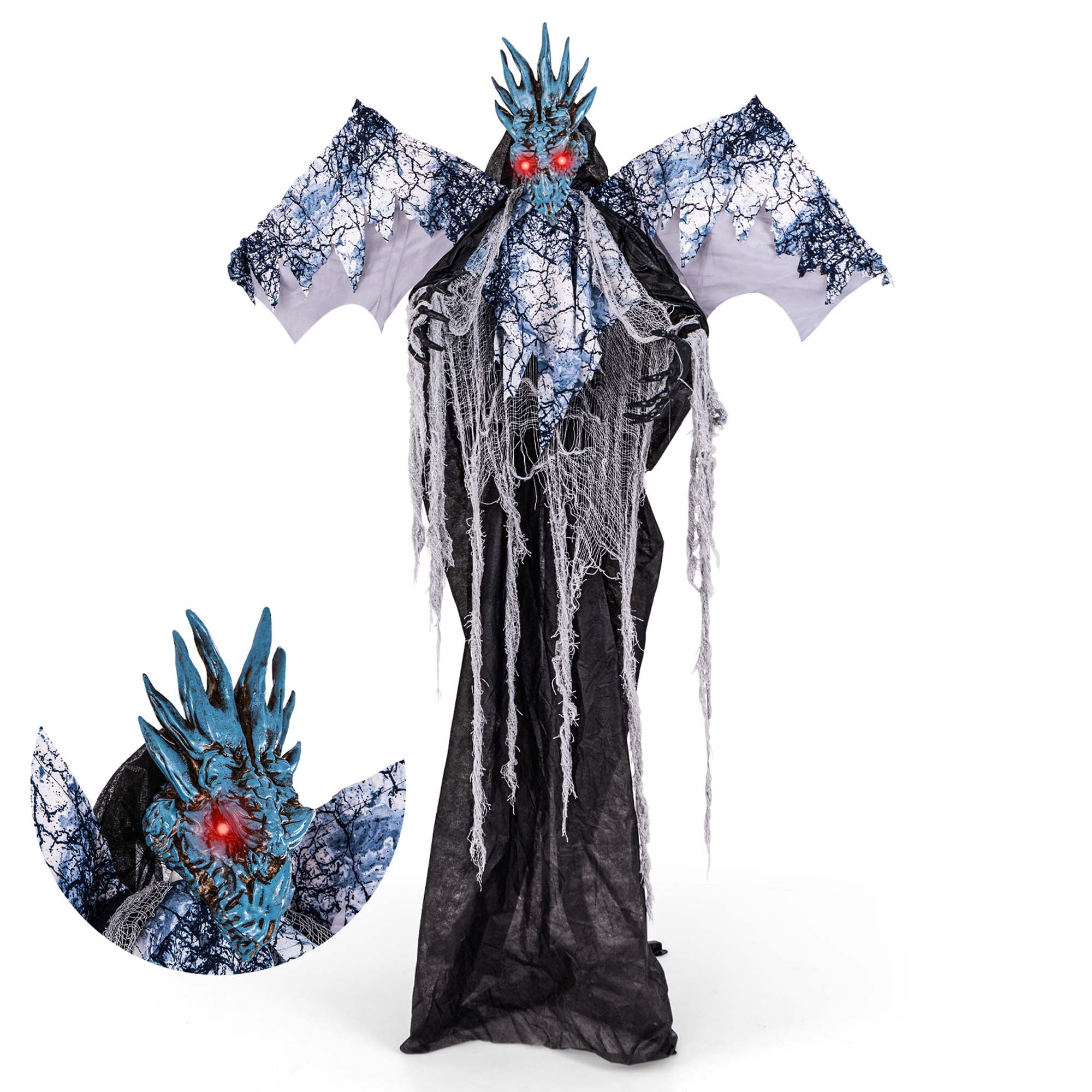Costway 6ft Halloween Animatronic Decoration Animated Dragon with Light ...