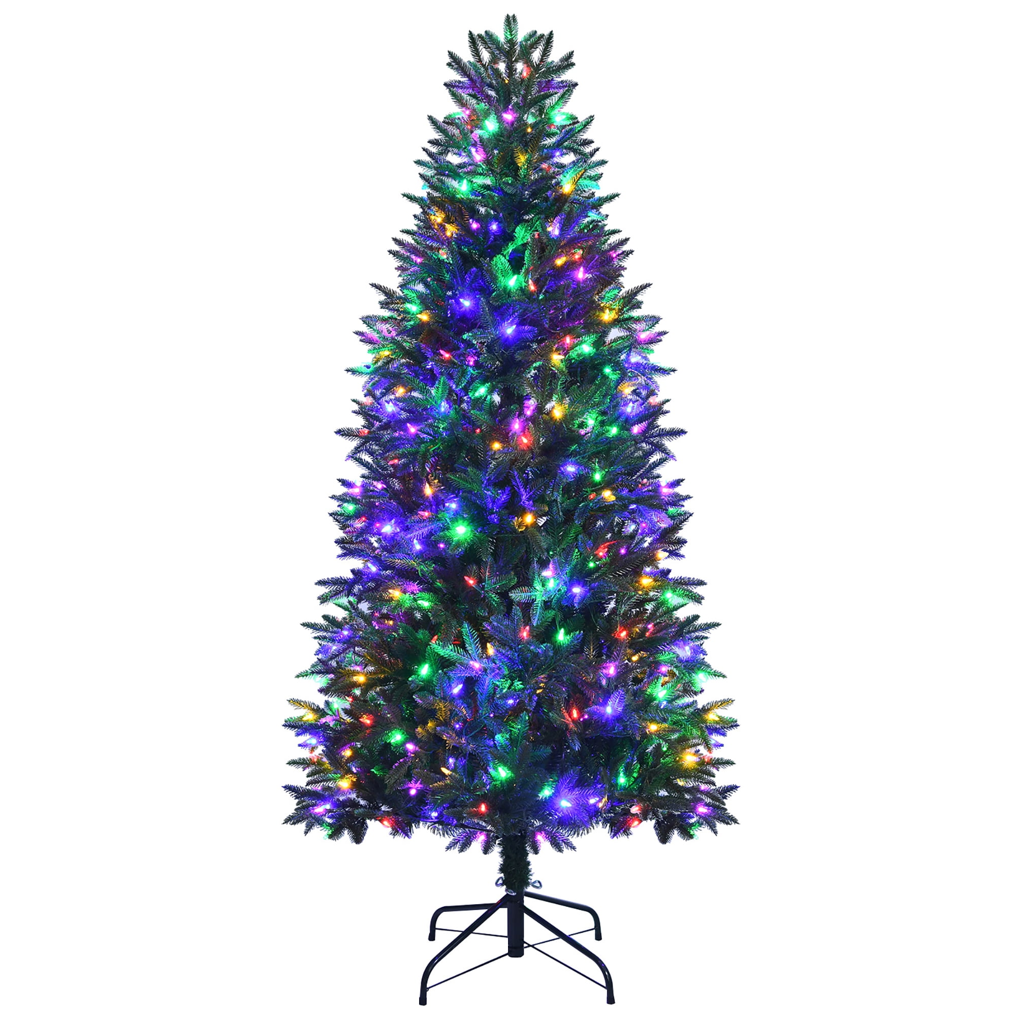 Costway 6ft Pre-lit Hinged MULTI FUNCTION Christmas Tree w/ 350 LED ...