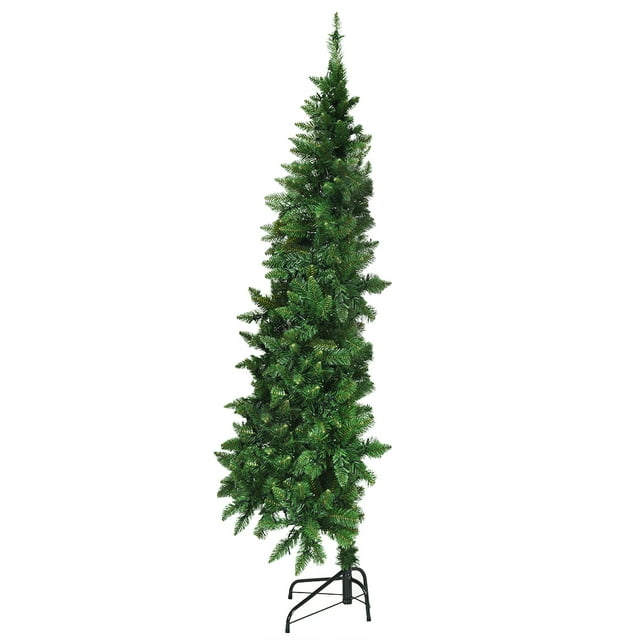 Costway 6ft Outdoor Pre-lit PVC Artificial Half Christmas Tree with 250 ...