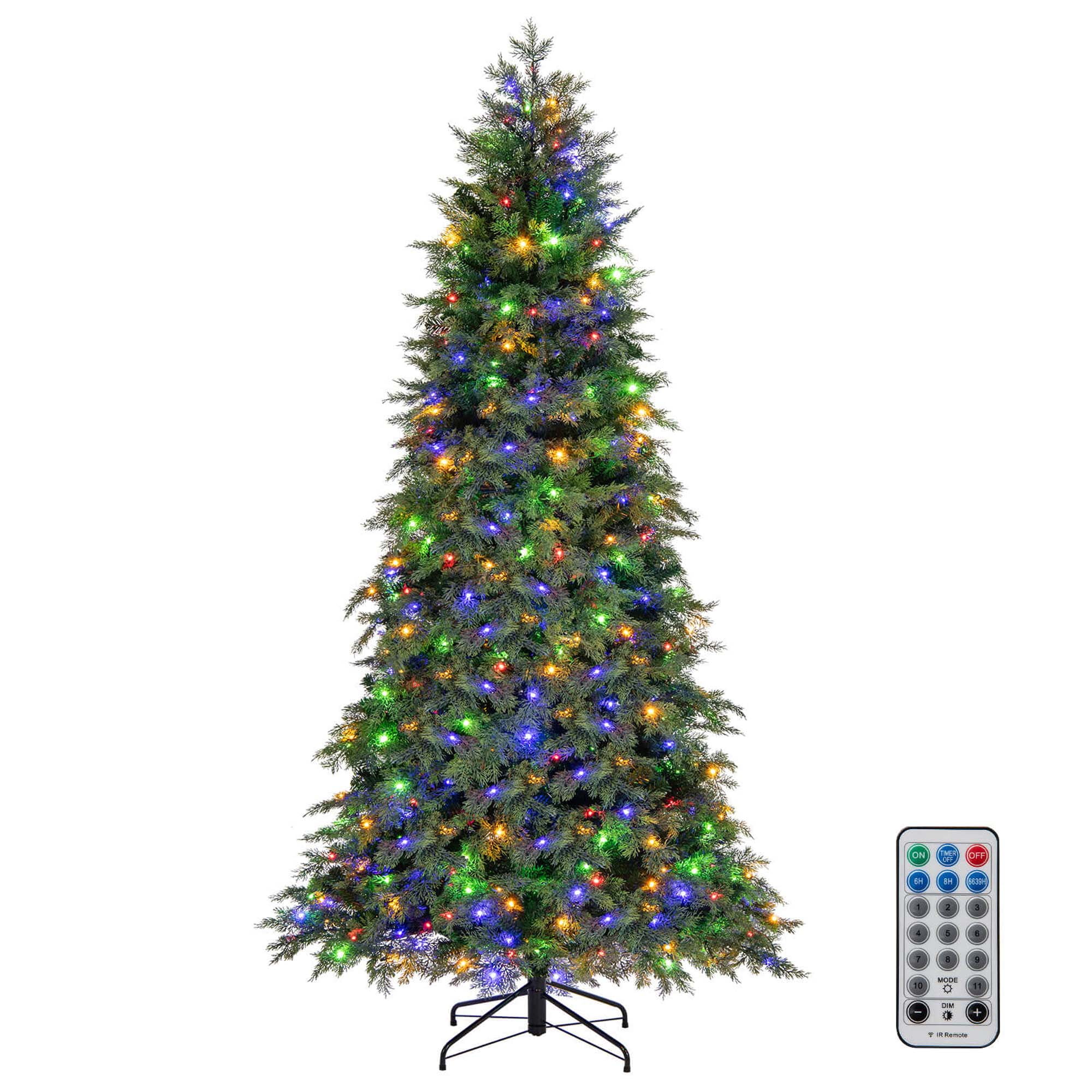 Costway 7.5 FT Artificial Xmas Tree with 1019 PE PVC Branch Tips & Folding Metal Stand - Walmart.com