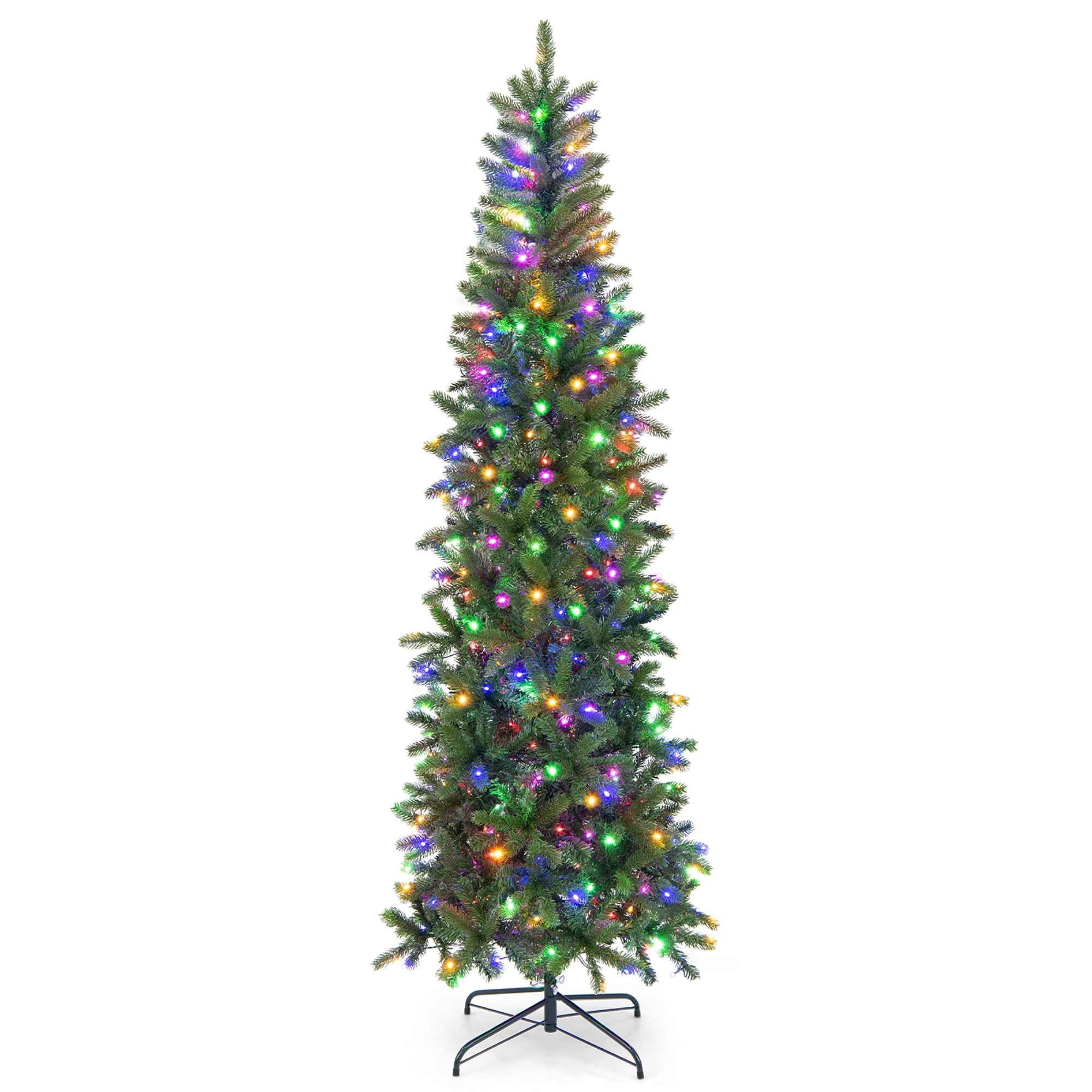 Costway 7.5FT Pre-Lit Slim Pencil Artificial Christmas Tree with 350 ...