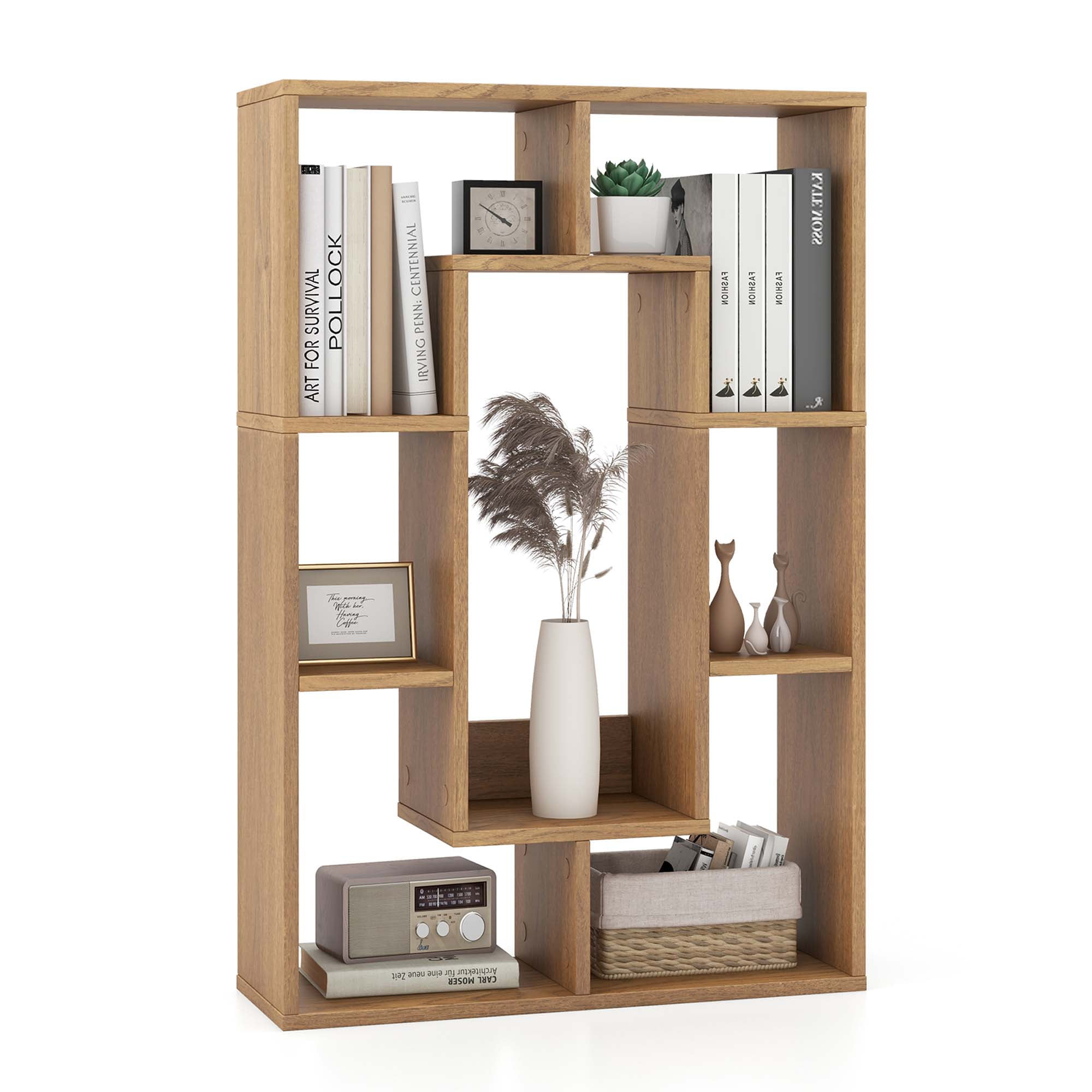 Costway 7-Cube Geometric Bookshelf with Anti-Toppling Device Modern ...