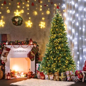 AMERZEST Pre-lit Artificial Christmas Tree, Premium Hinged Fraser Fir ...