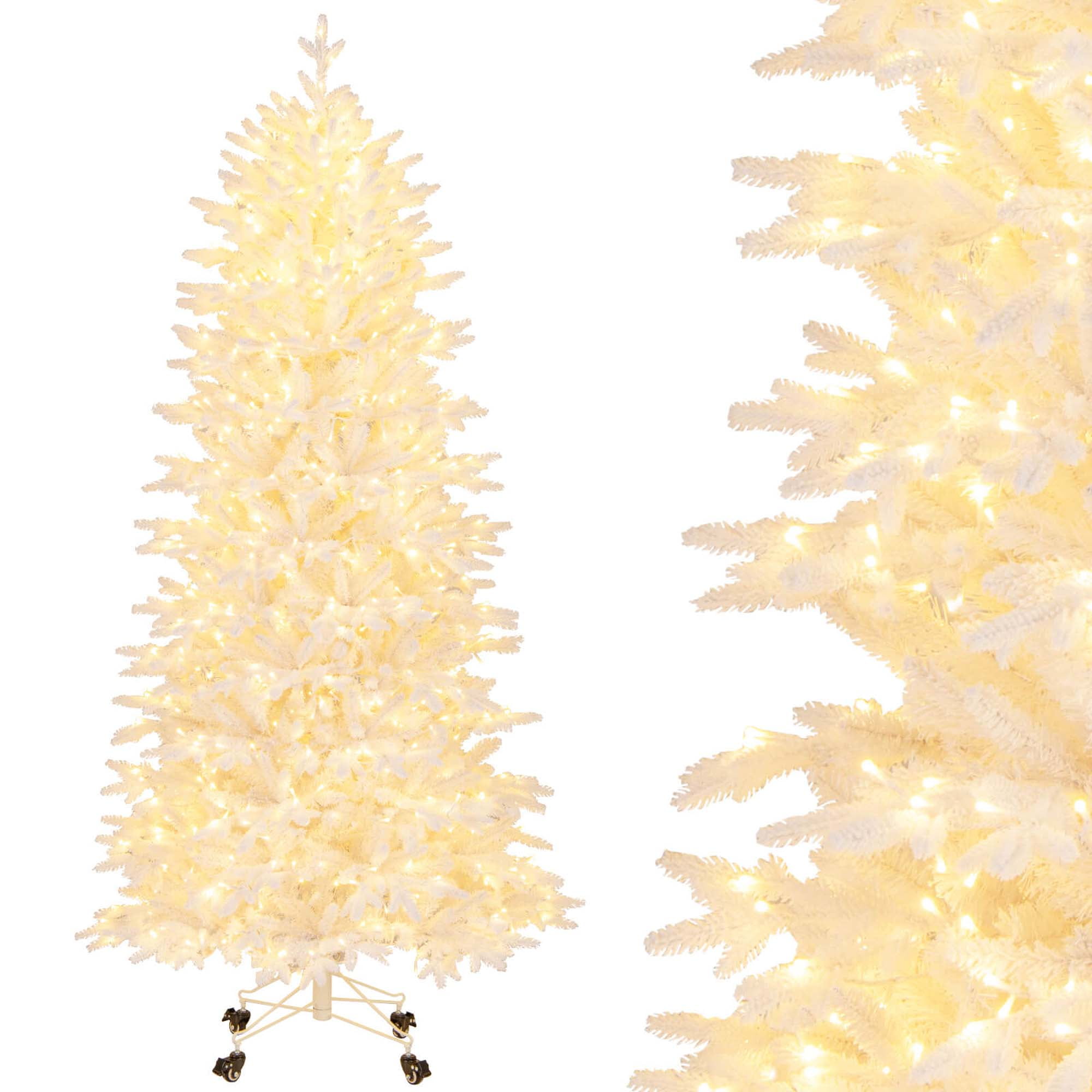 Costway 7 FT Artificial Xmas Tree with 1880 PE PVC Branch Tips 900 Warm ...