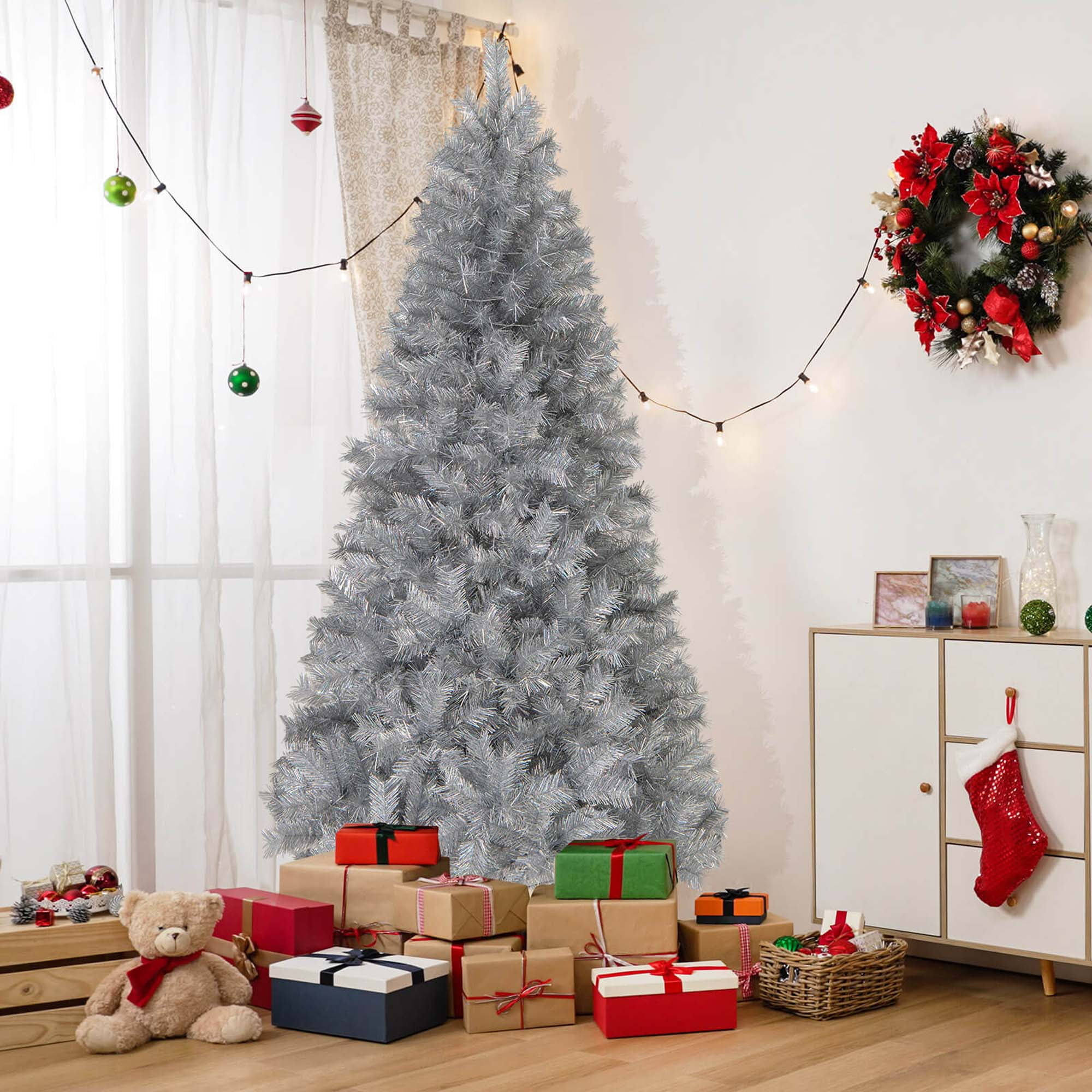 Costway 7 FT Christmas Tree Artificial Xmas Tree with 807 Branch Tips ...