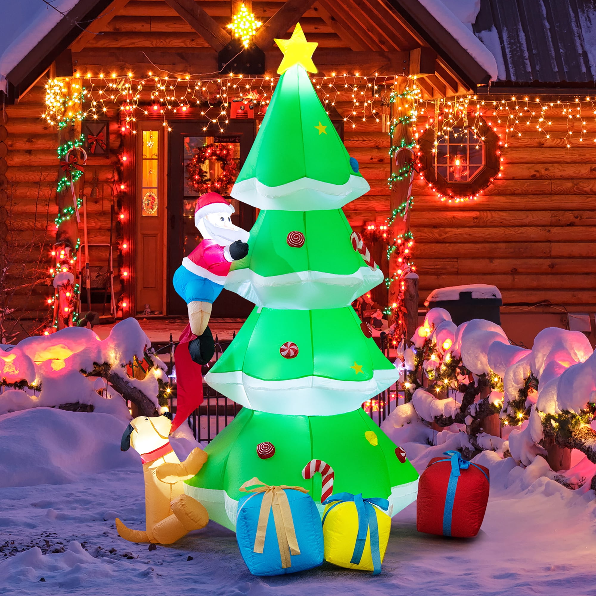Costway Large Blow-up Xmas Decoration: 7 FT Inflatable Christmas Tree ...
