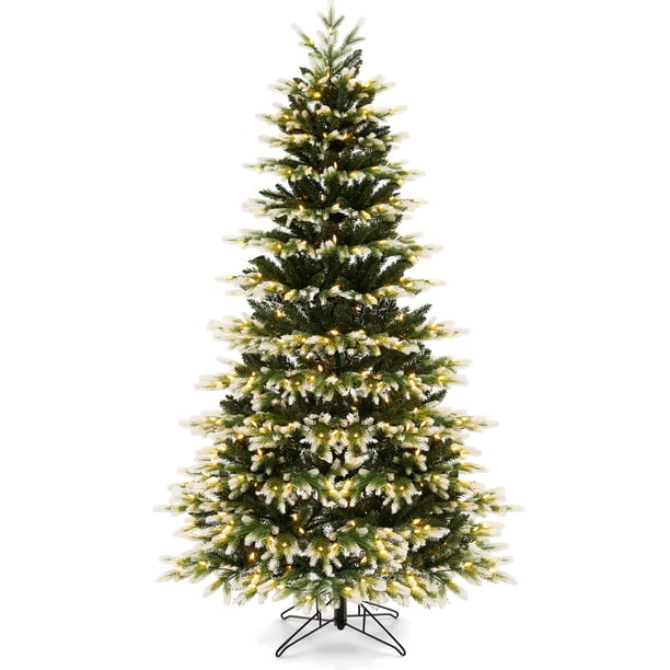 Costway 7 FT Pre-Lit Christmas Tree 3 Modes Hinged with Quick Power ...