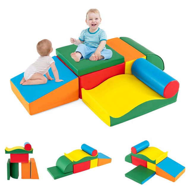 Costway 7 PCS Lightweight Foam Corner Climber Toddlers Colorful ...