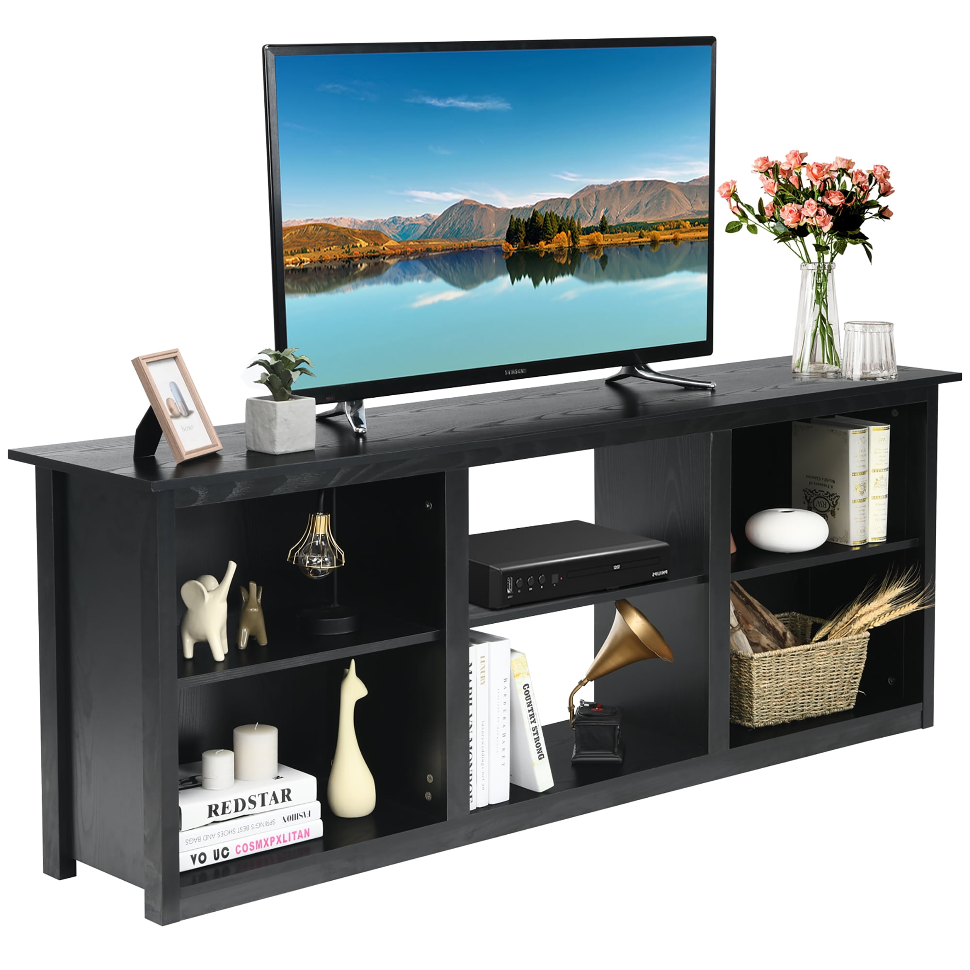 Costway 70'' 2-Tier TV Stand Entertainment Media Console Center Up to ...