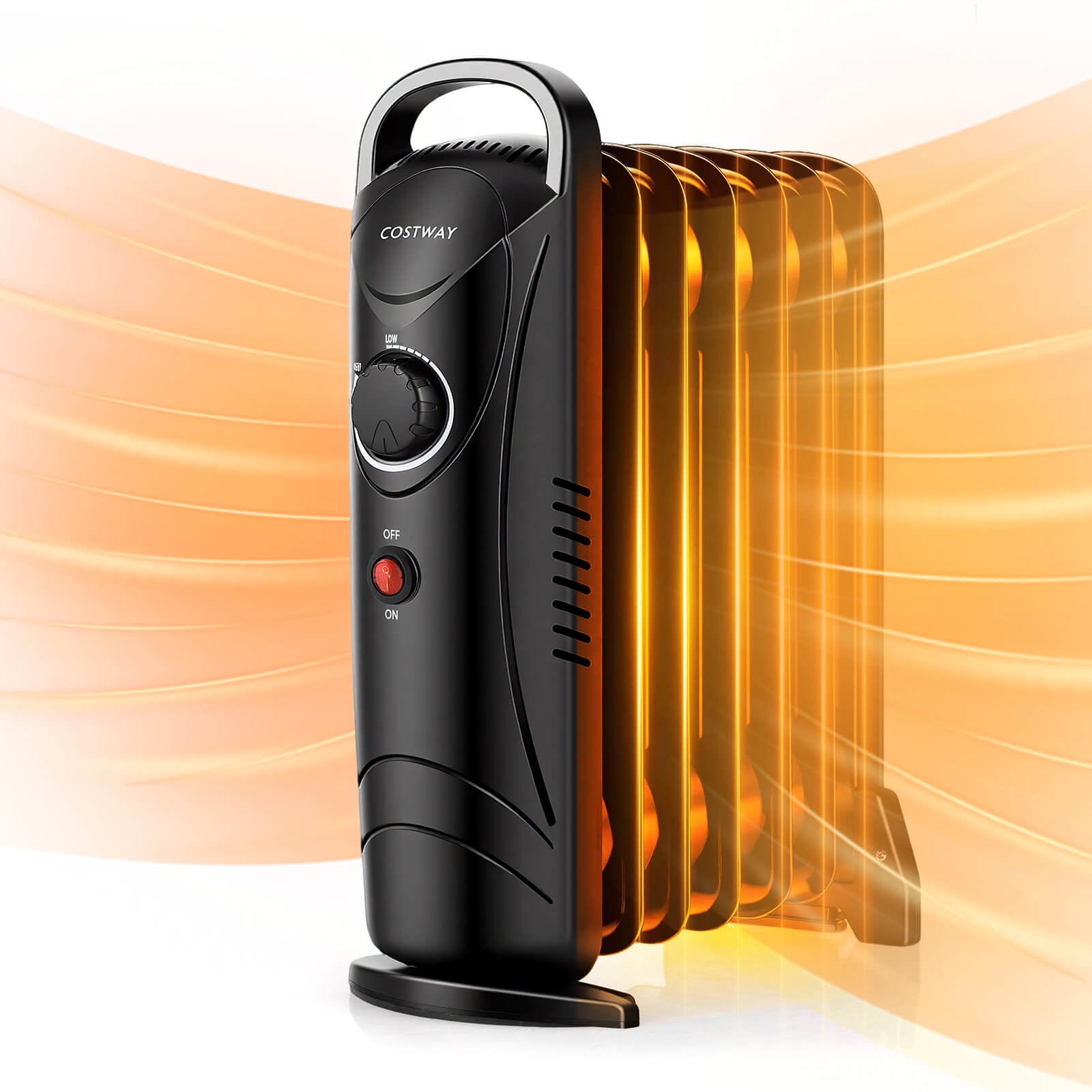 Costway 700W Portable Oil Heater with Adjustable Thermostat & 120 Sq.Ft ...