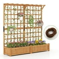 Costway 71" Large Wooden Planter Container with Trellis, Hanging Roof 4 ...