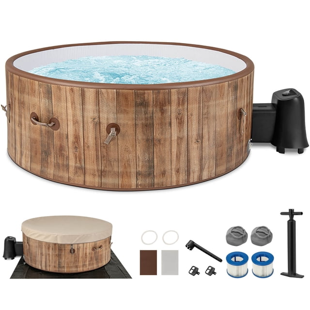 Costway 72" Inflatable Hot Tub SPA, 120 Air Jets, Efficient Heater Pump ...