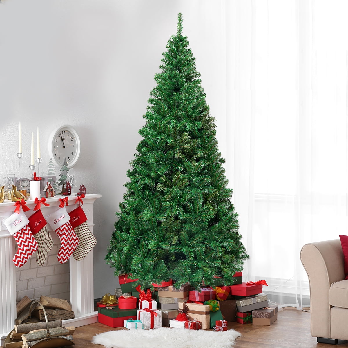Costway 7Ft XMAS Outdoor Artificial PVC Christmas Tree with Stand ...