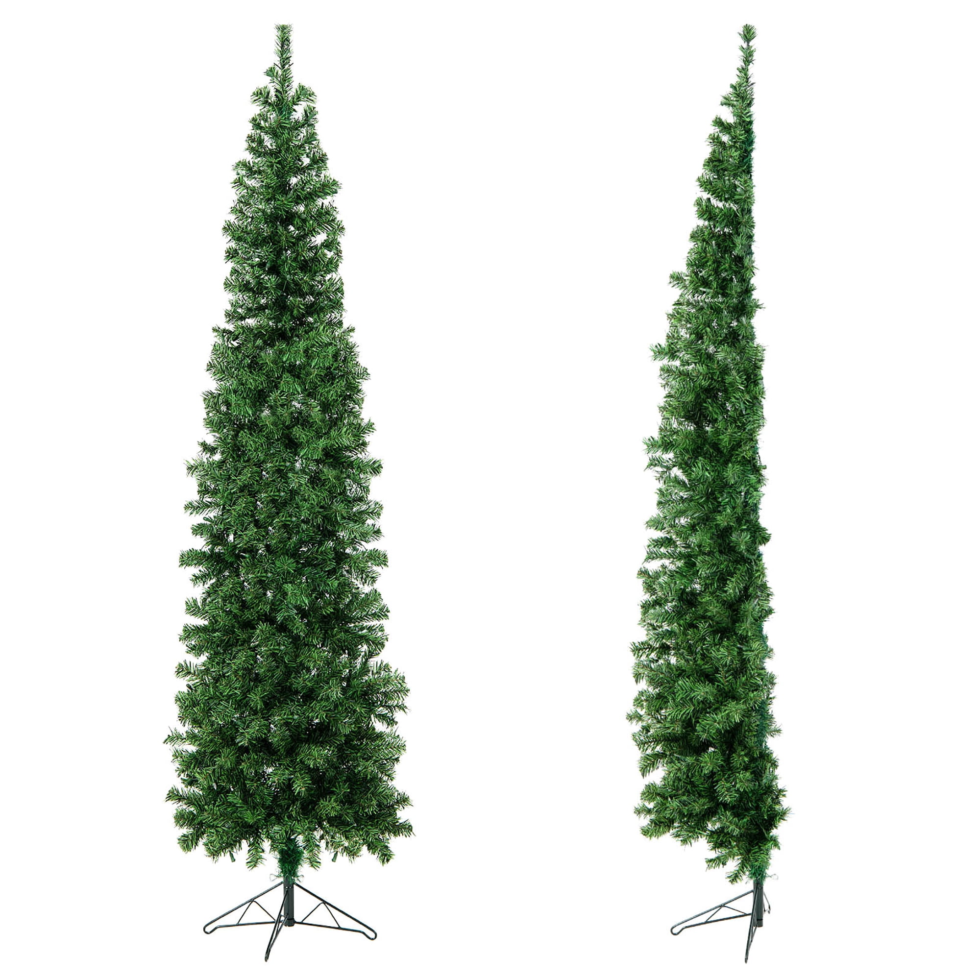 Costway 7ft Slim Pre-lit Half Artificial Christmas Tree, PVC, 450 ...