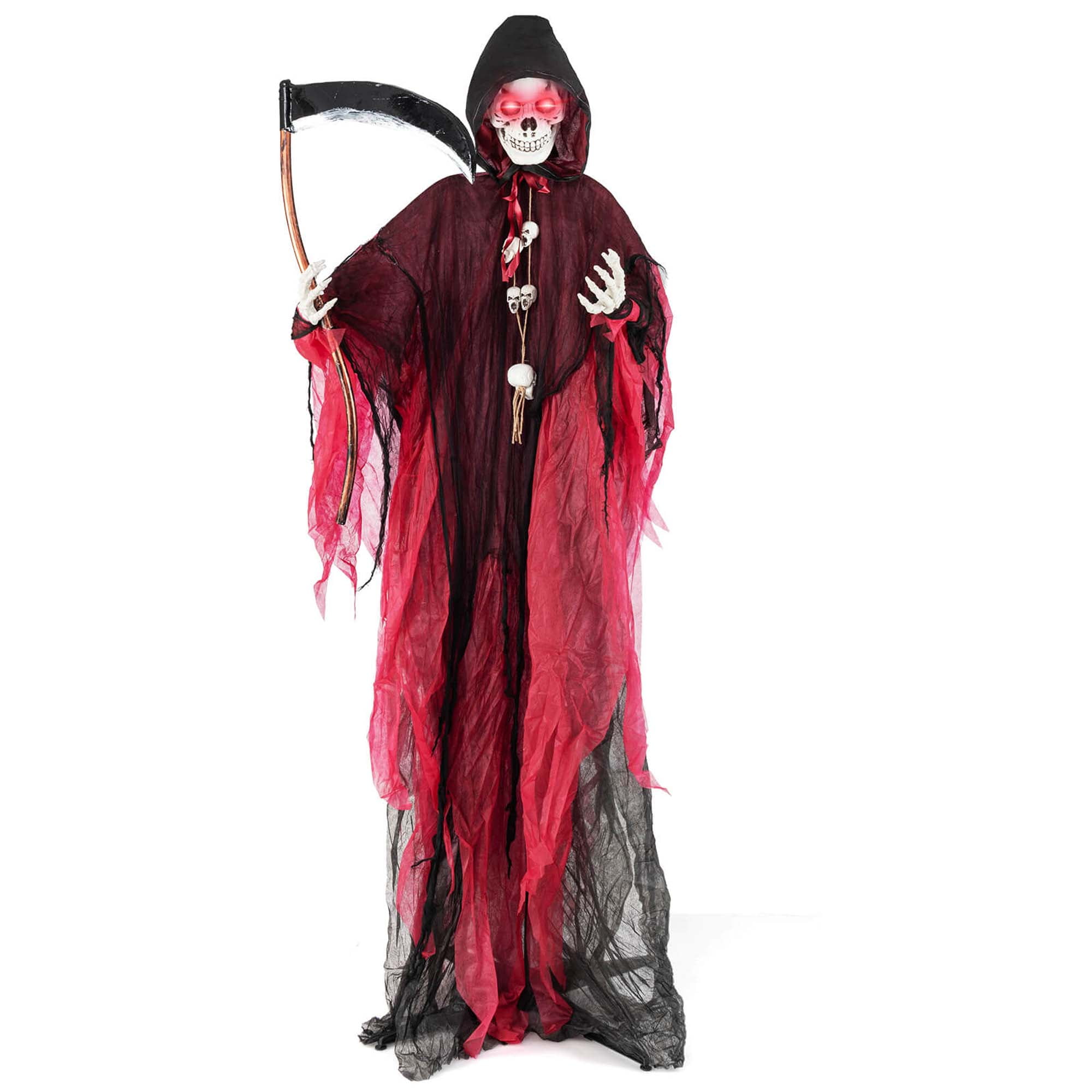 Costway 8 Ft Halloween Animatronics with Sickle Glowing LED Eyes ...