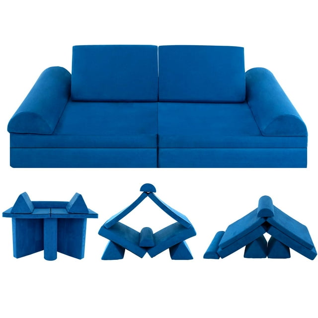 Costway 8 PCS Kids Play Sofa Set, Convertible Foam Couch Toddler ...
