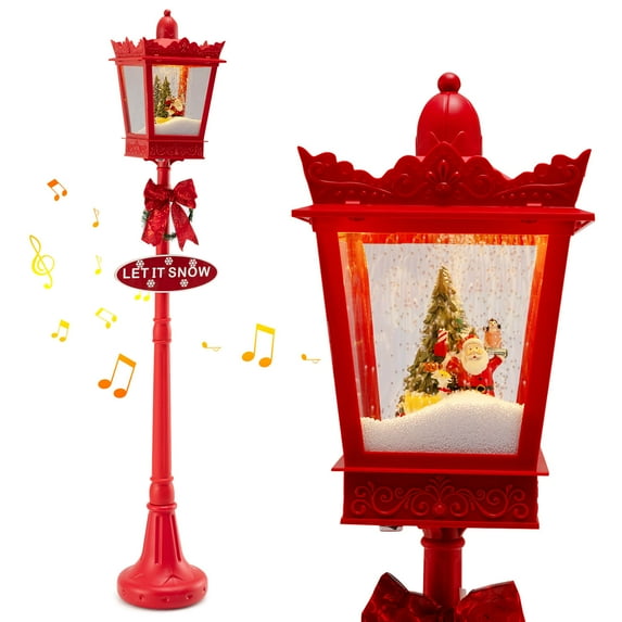 Costway 8 ft Musical Christmas Streetlight with Warm White LED Lights ...