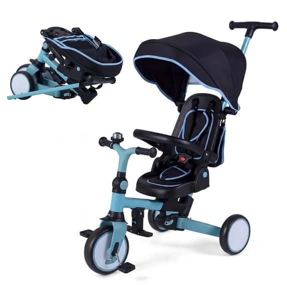 Costway 8-in-1 Toddler Trike with Removable Adjustable Canopy Push ...